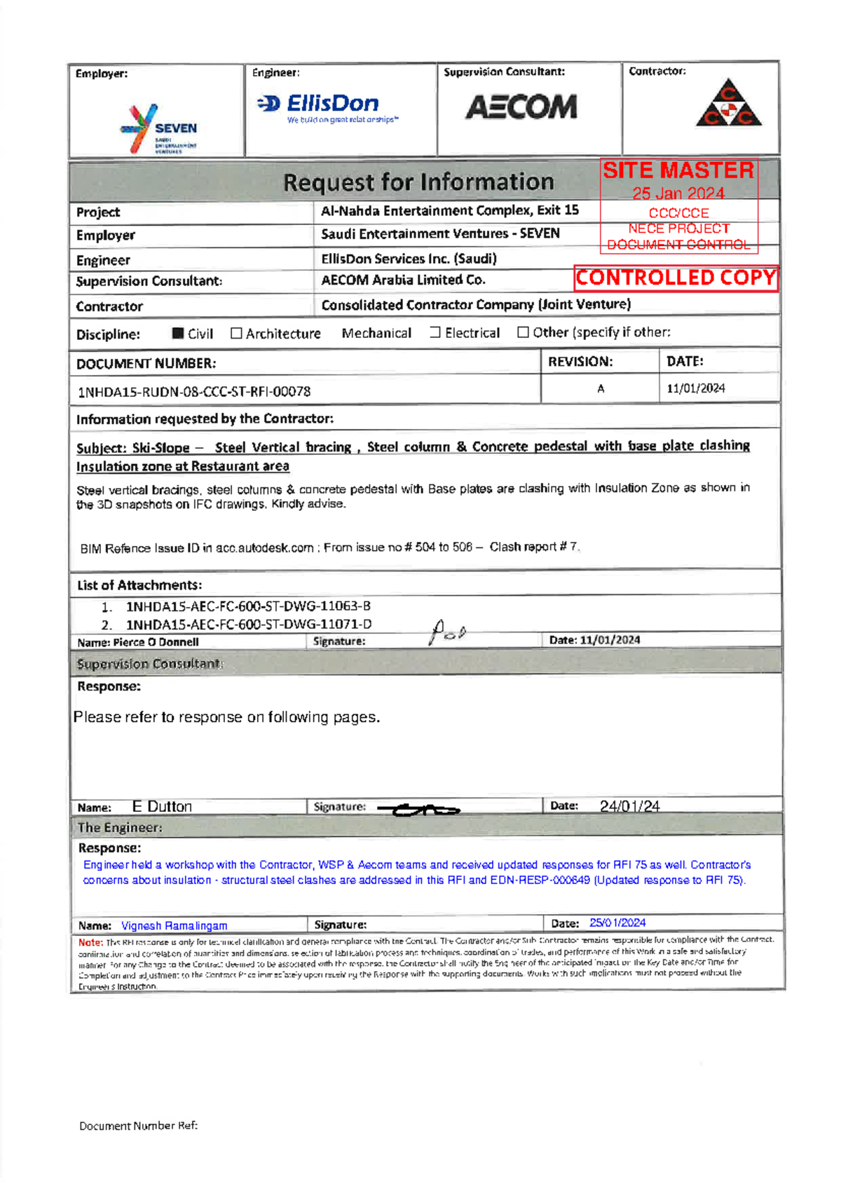 SITE MASTER 25 Jan 2024 NECE PROJECT RFI 75: Insulation Clash ...