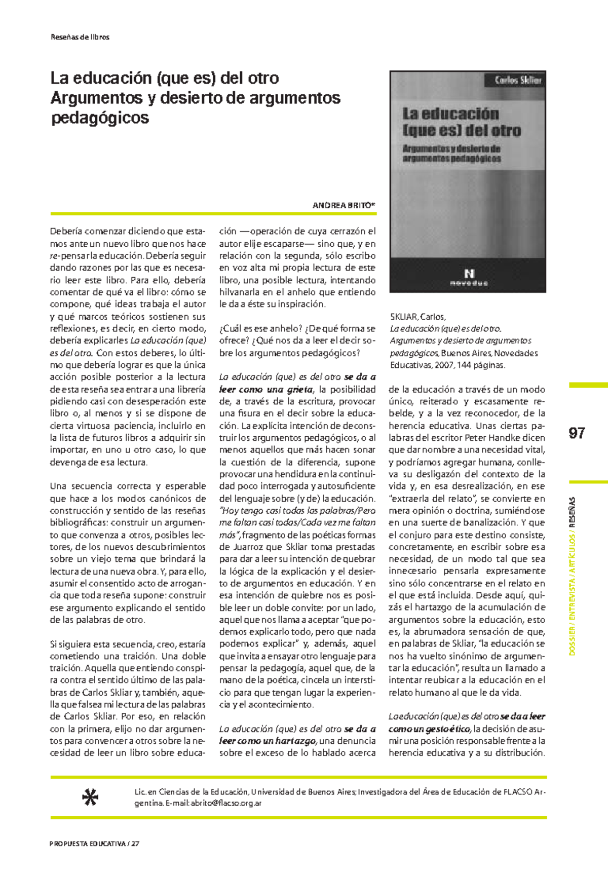 Res libros 4 27 - Que es la educacion? - 97 PROPUESTA EDUCATIVA / 27 ...