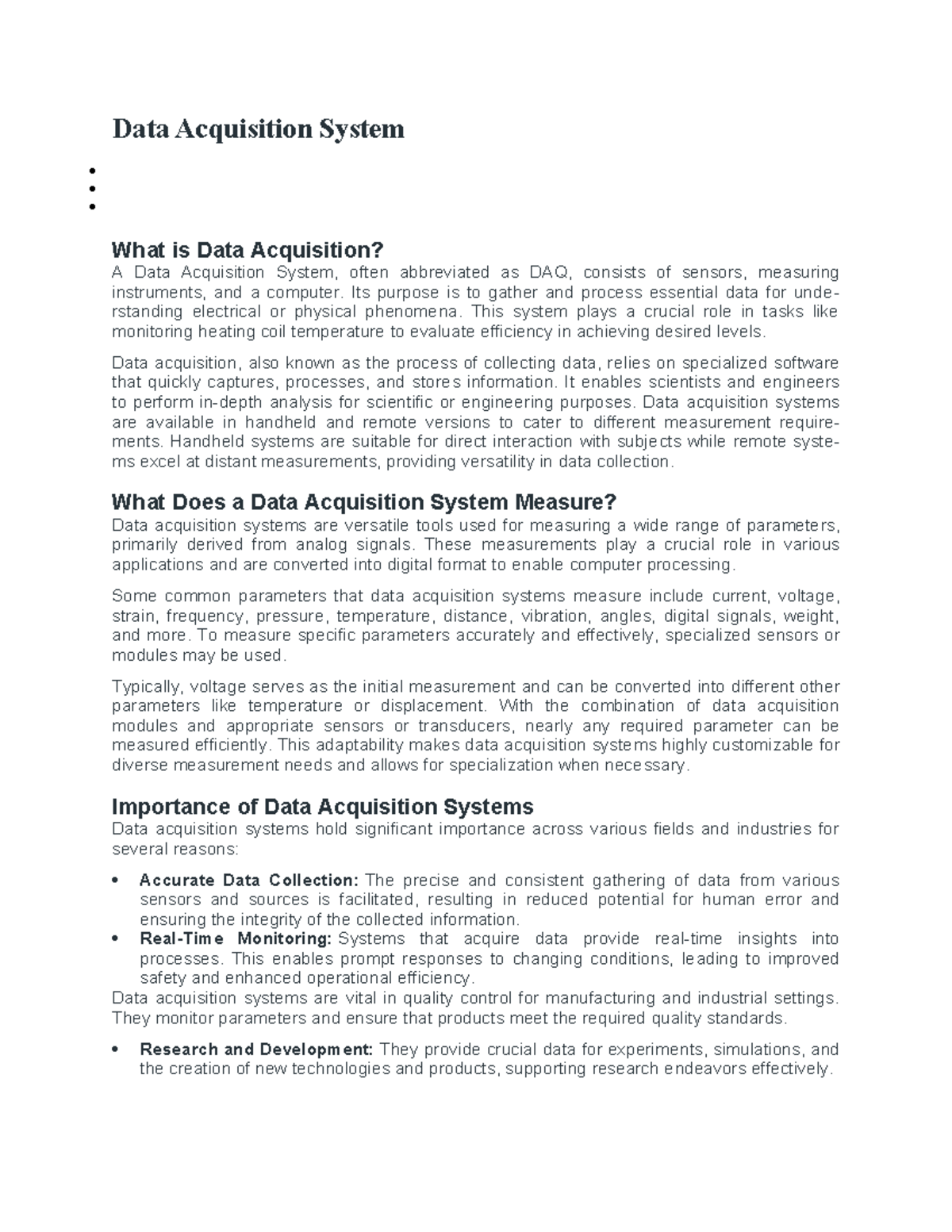 Data Acquisition Systems: Overview, Importance, and Applications - Studocu