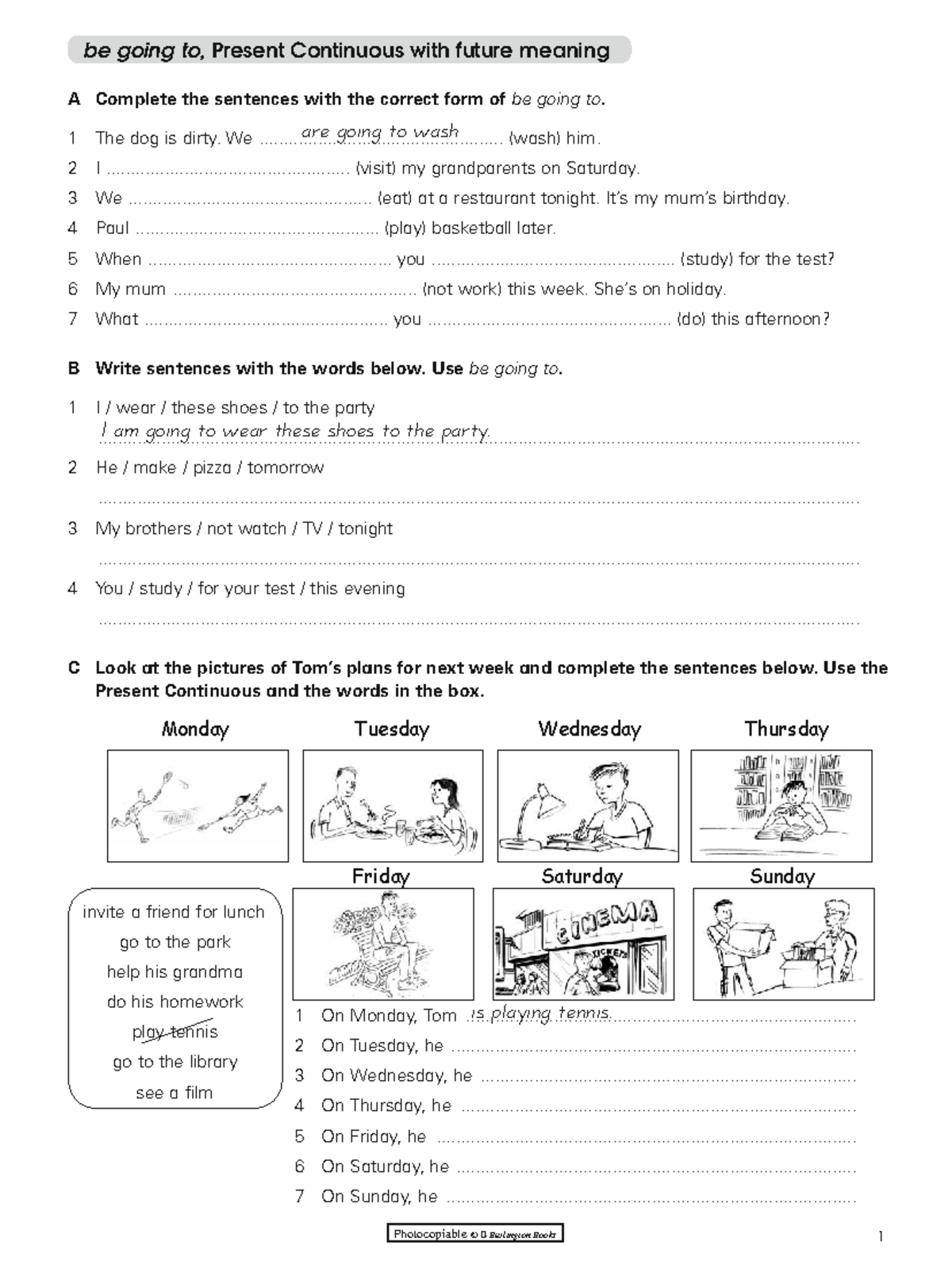 Grammar: Be Going To & Present Continuous - Exercises 8822 - Studocu
