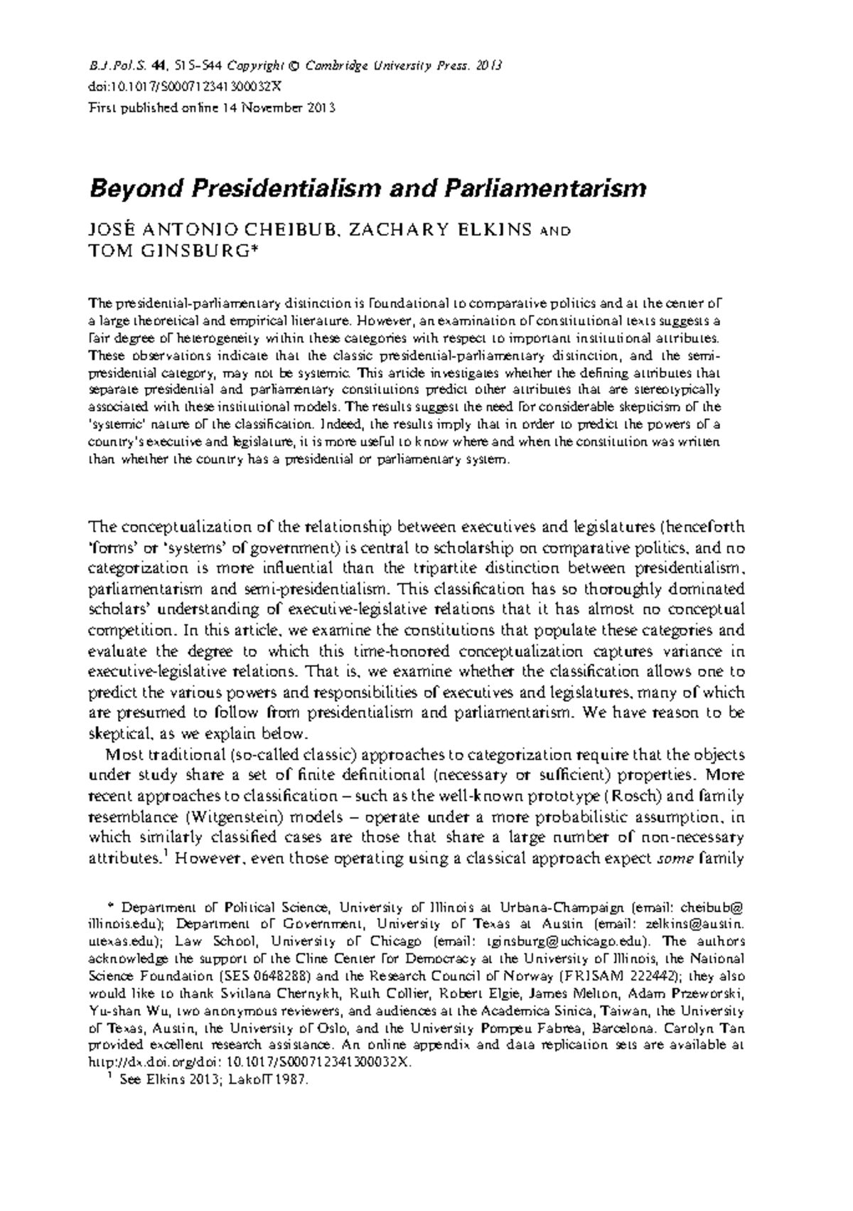 B.J.Pol.S. 44: Beyond Presidentialism and Parliamentarism - Analyzing ...