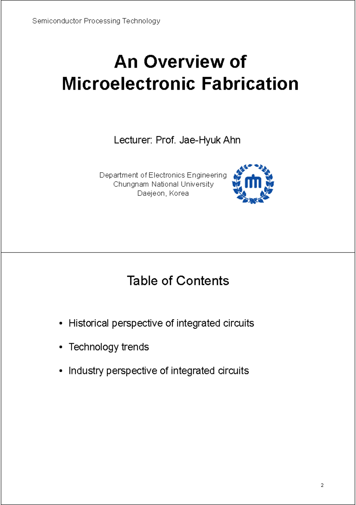 Semiconductor Processing Technology: An Overview of Microelectronic Fabrication - Studocu