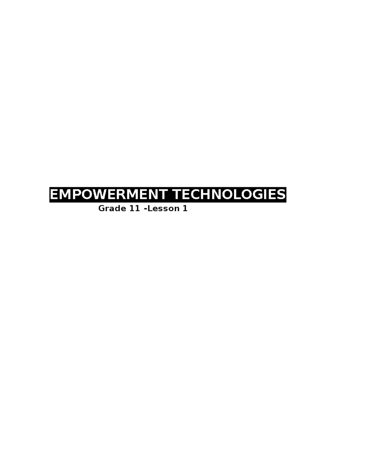 Empowerment Technologies Lesson 1 - G11 2nd Sem Overview and ICT ...