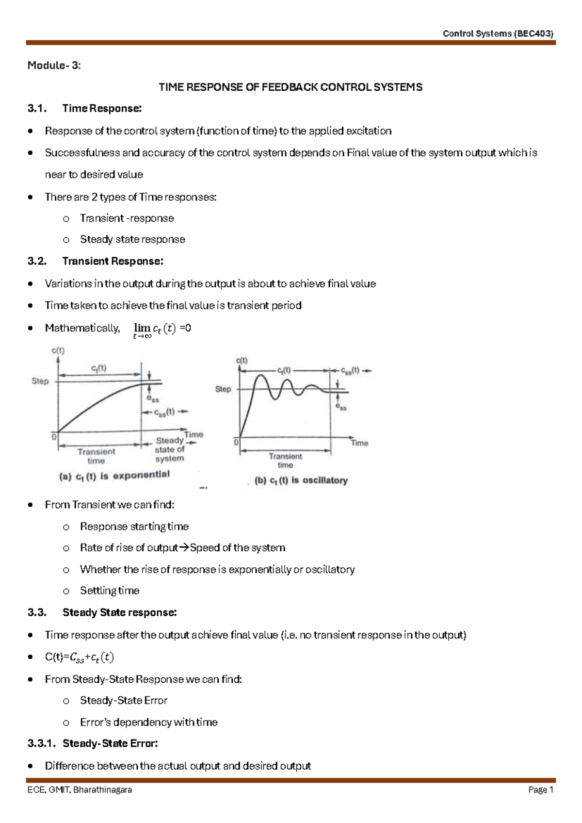 BEC403 M3 - Control System Time Response Notes - Studocu