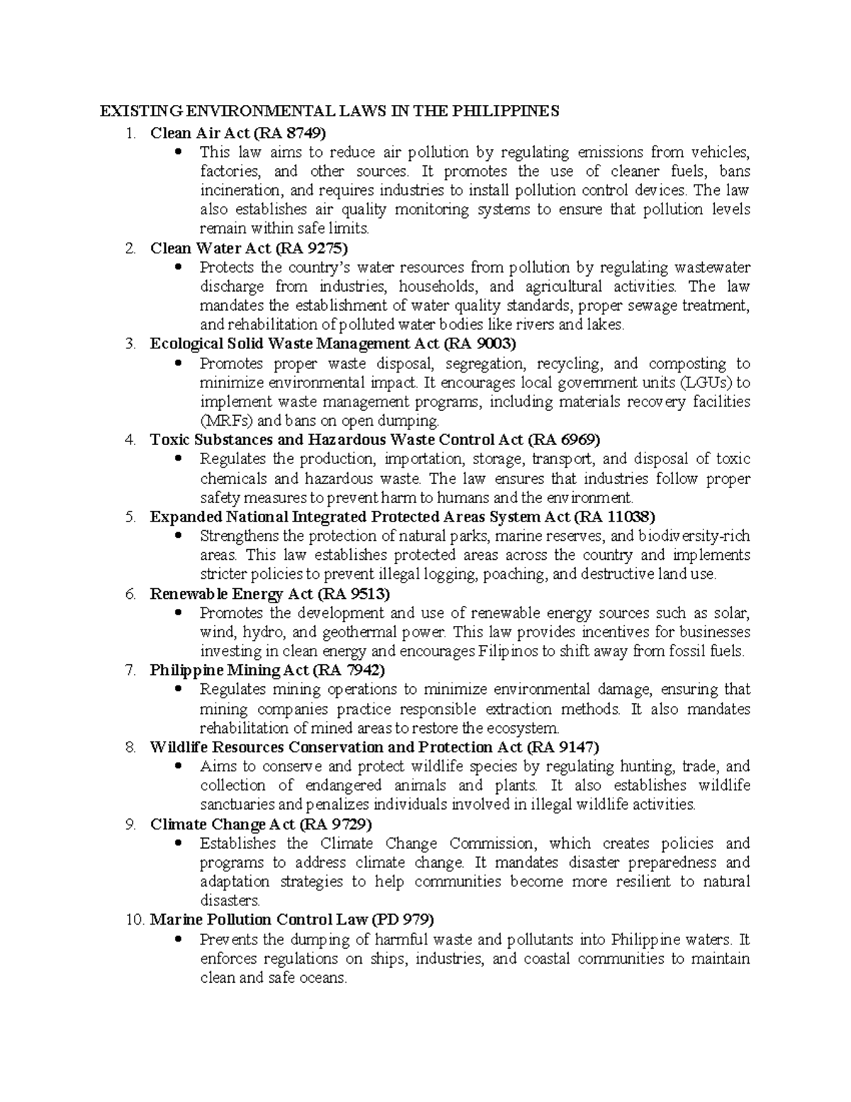 Environmental Laws in the Philippines: A Comprehensive Overview (ENVI ...