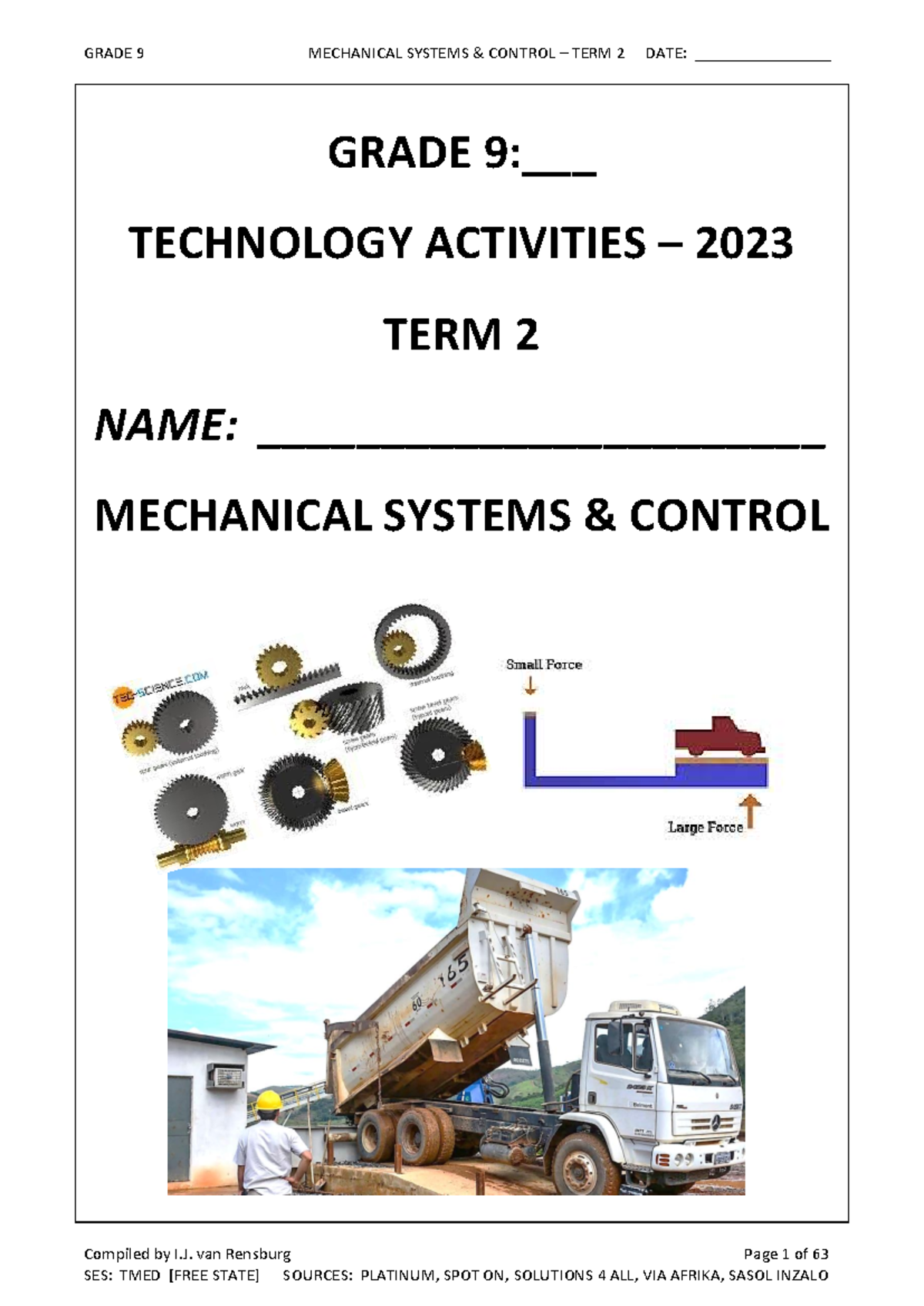 GRADE 9 MECHANICAL SYSTEMS CONTROL TERM 2 ACTIVITIES 2023 - Studocu