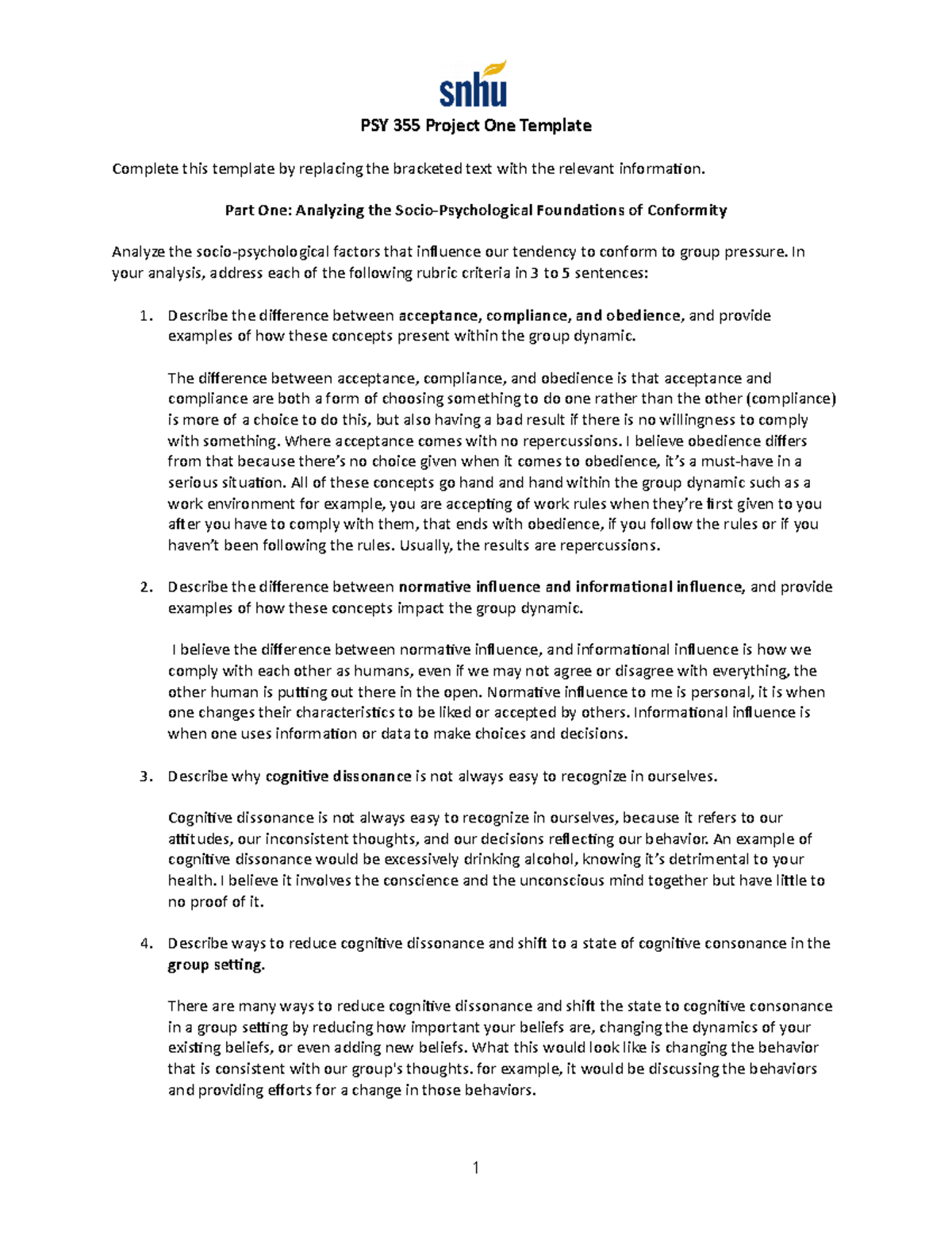 PSY 355 Project One Template - PSY 355 Project One Template Complete ...