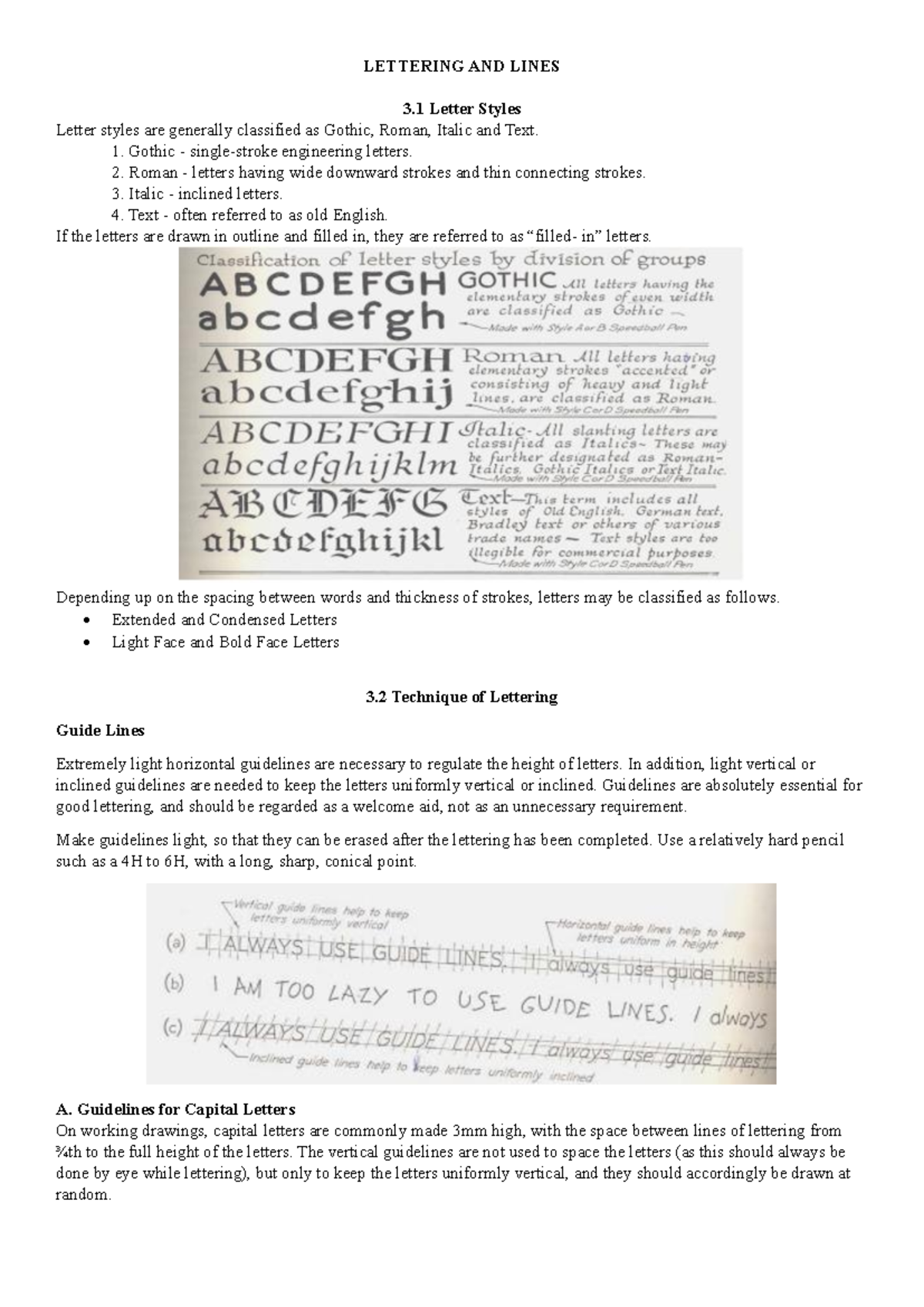 DRAW- Module-2: Techniques and Styles of Lettering Explained - Studocu