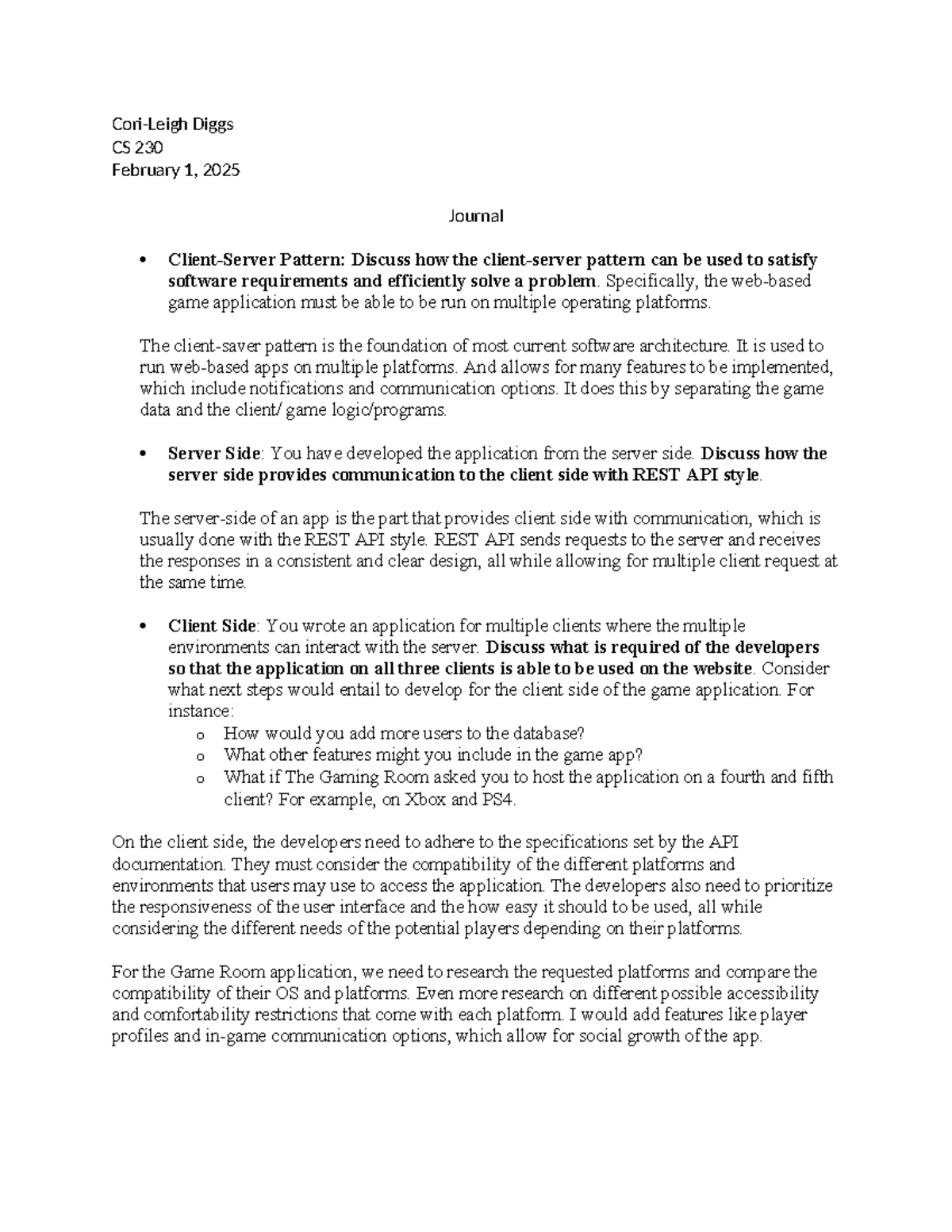 CS 250 Journal: Client-Server Pattern for Multi-Platform Game Apps ...