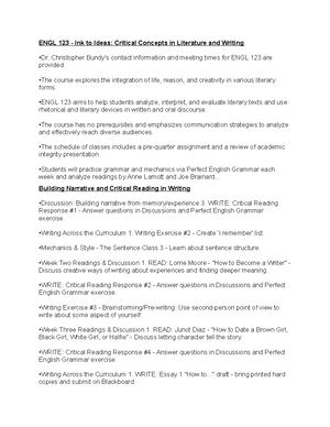 They Say/I Say Chapter 3 Notes - CHAPTER 3: THEY SAY He Himself Puts ...