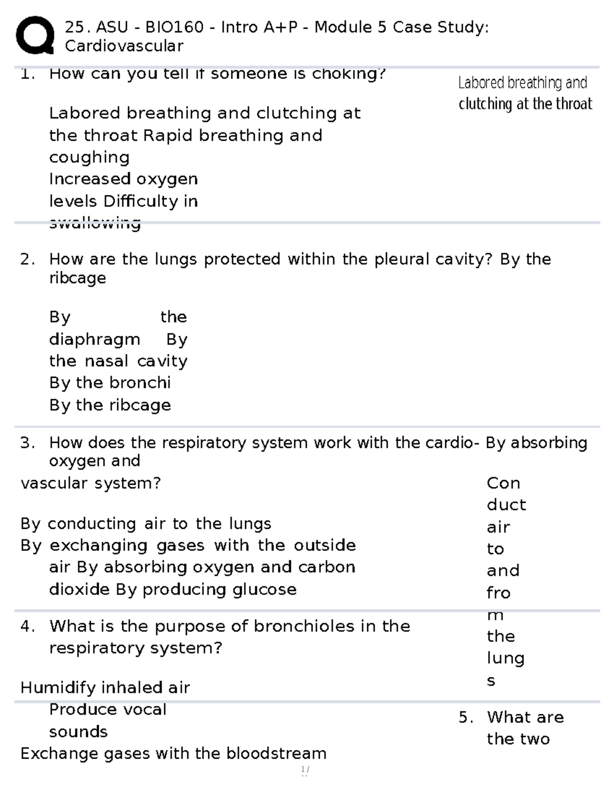 25. ASU BIO160 Intro A&P Module 5 Case Study: Cardiovascular System ...