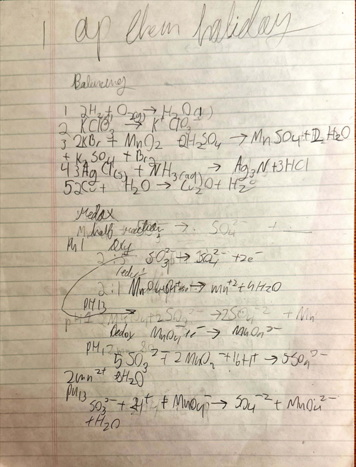 AP Chem Holiday Assignment: Balancing Reactions and Gas Laws - Studocu