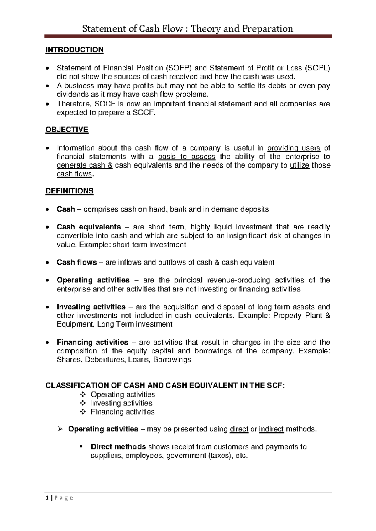 Cash Flow Statements (FIN 101): Theory & Preparation Guide - Studocu