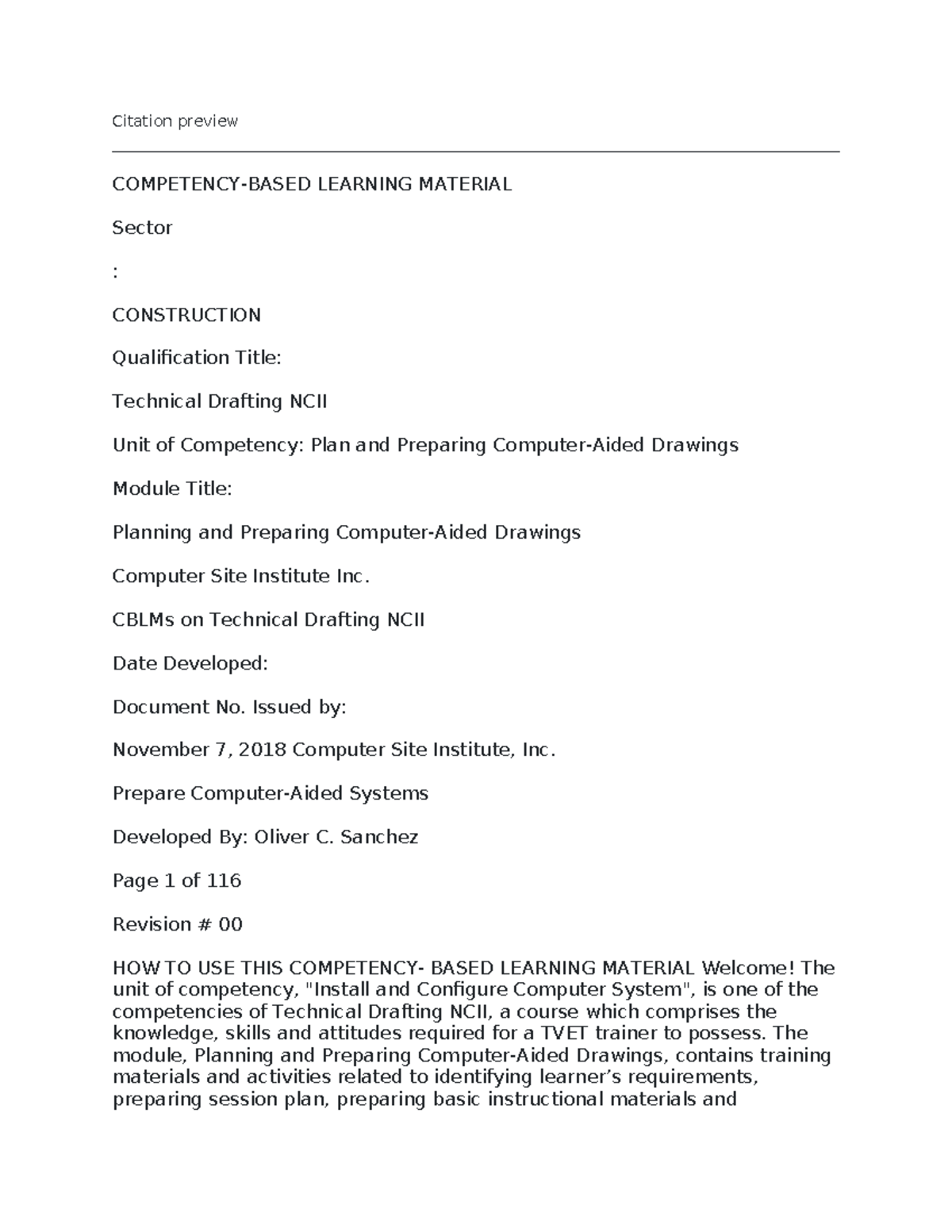 CBLM CAD NCII - Planning & Preparing Computer-Aided Drawings Guide ...