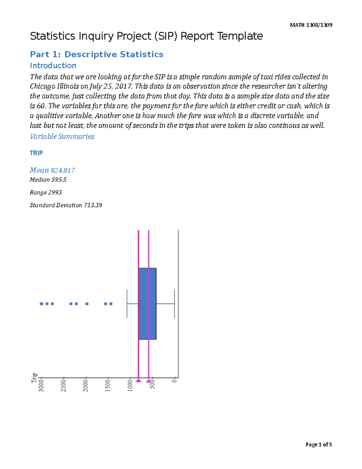 SIP Report Part 1 - Template - Statistics Inquiry Project (SIP) Report ...