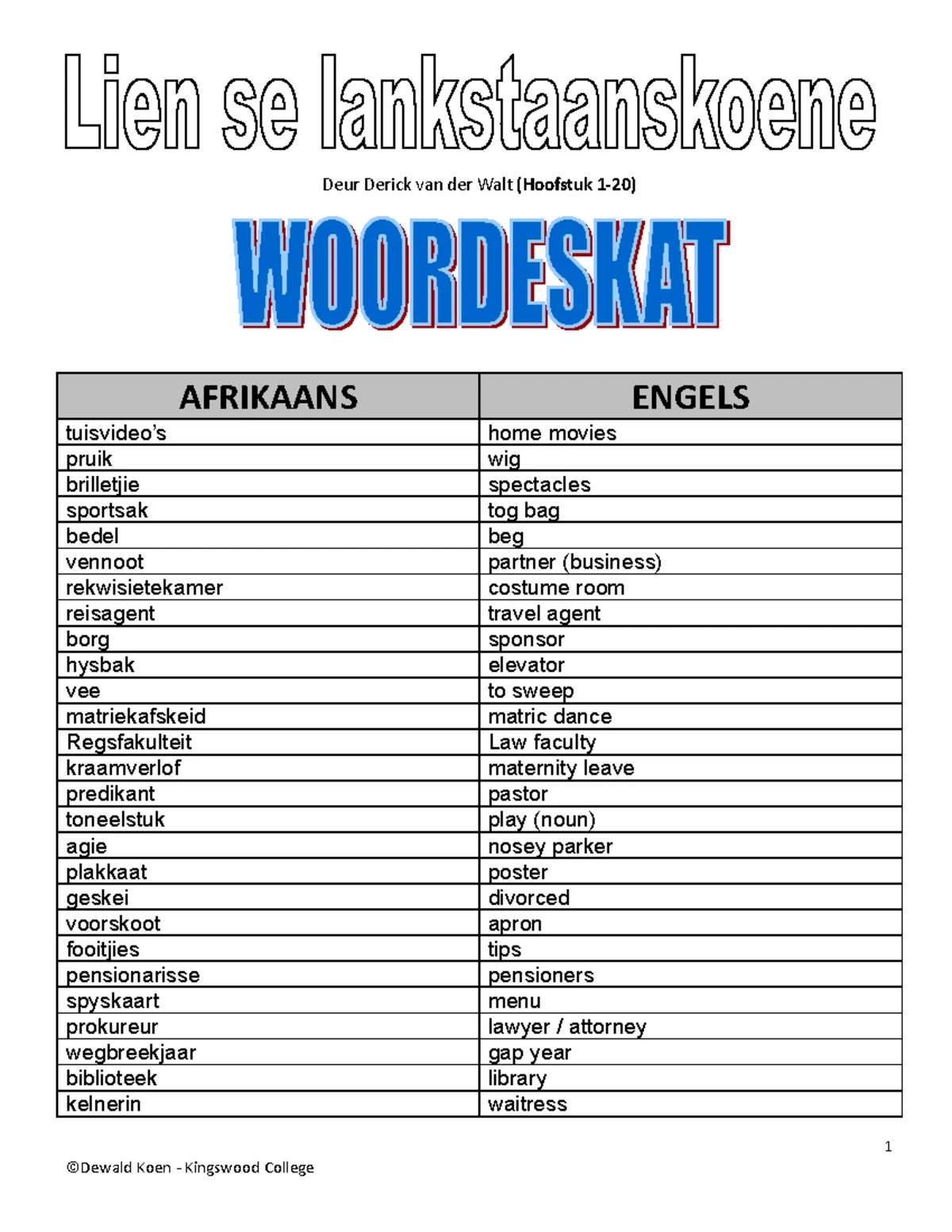 Lien se lankstaan skoene - compiled by ConorEngelb The Consulting ...