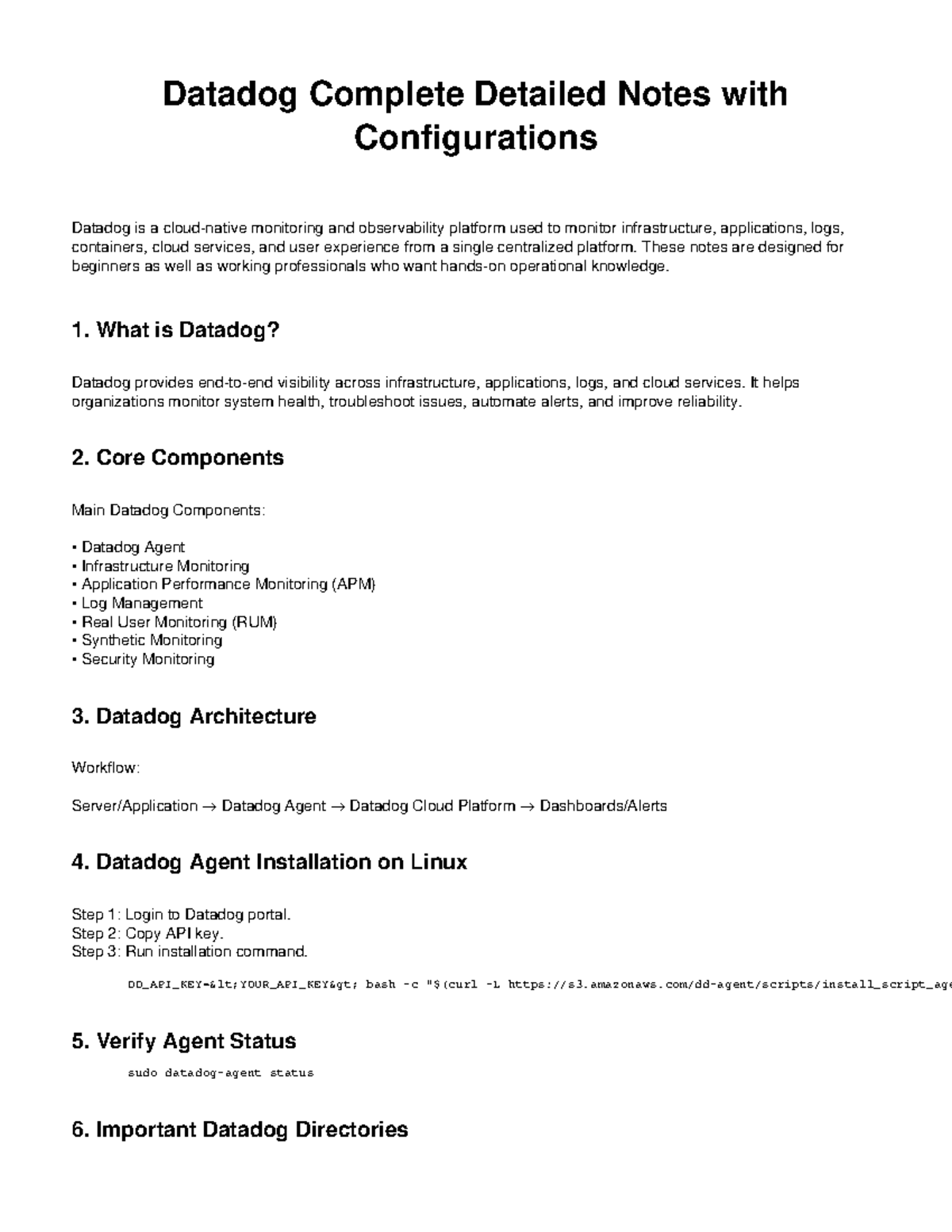 Datadog (Monitoring) Complete Notes & Configurations Guide - Studocu