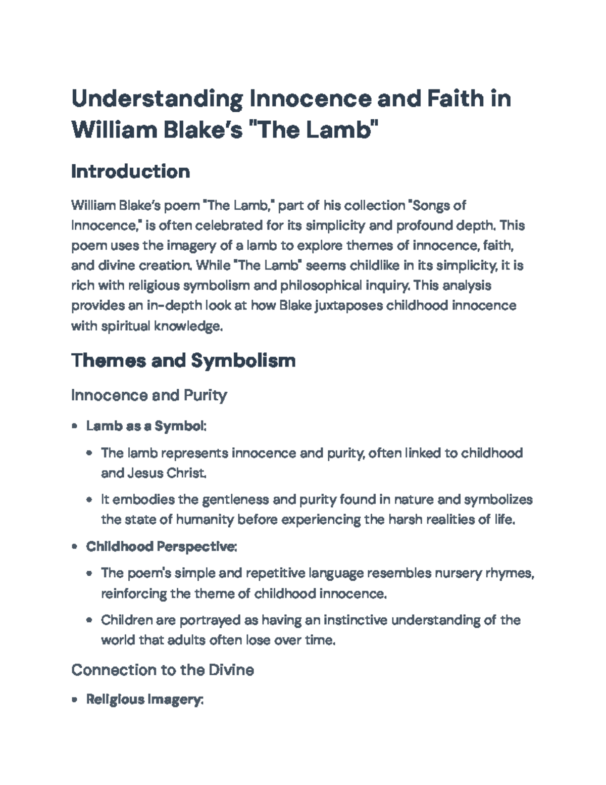 Analysis of William Blake's "The Lamb" - Themes of Innocence & Faith ...