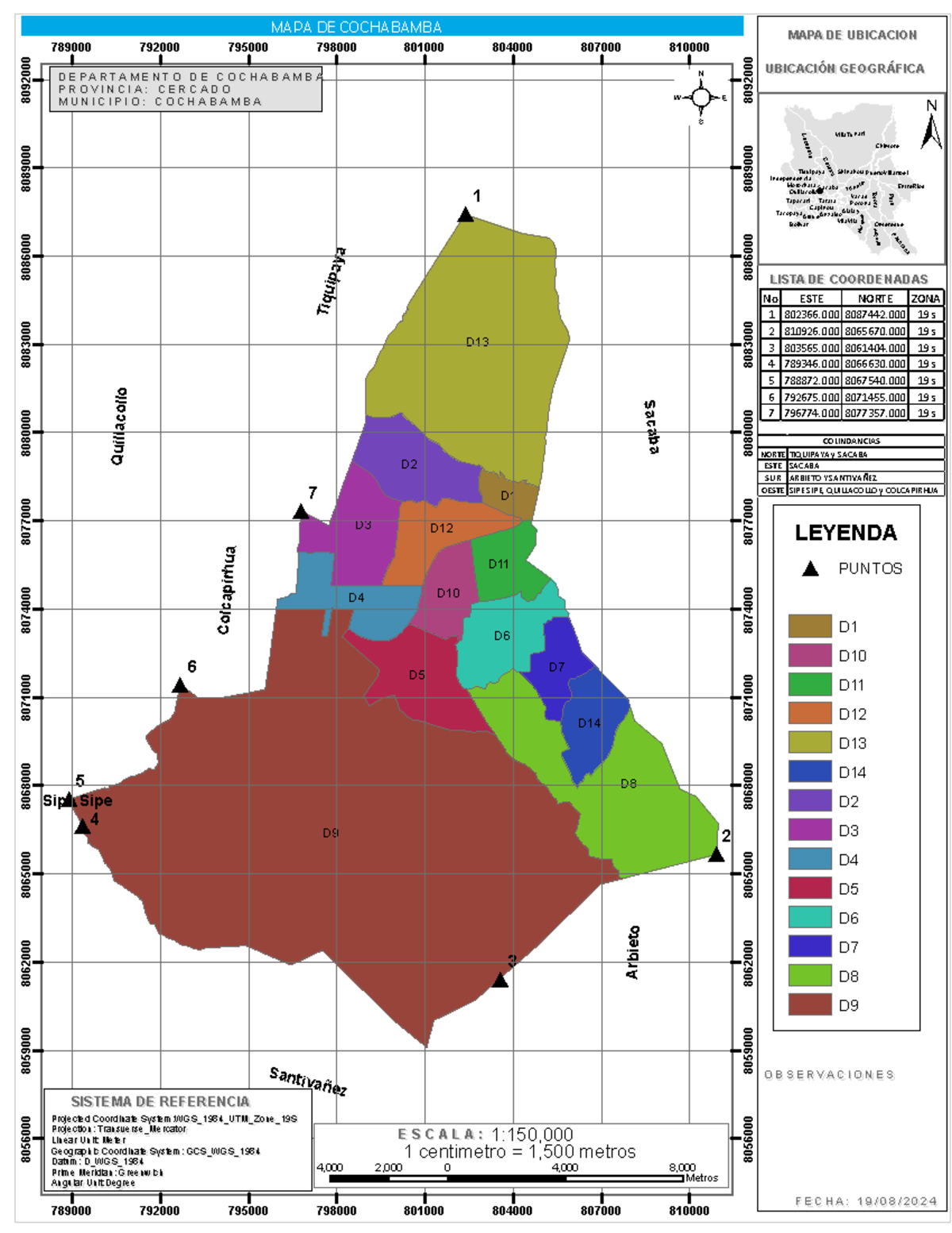 MAPA DE Cochabamba (DISTRITOS) - Sacaba Santivañez Quillacollo ...