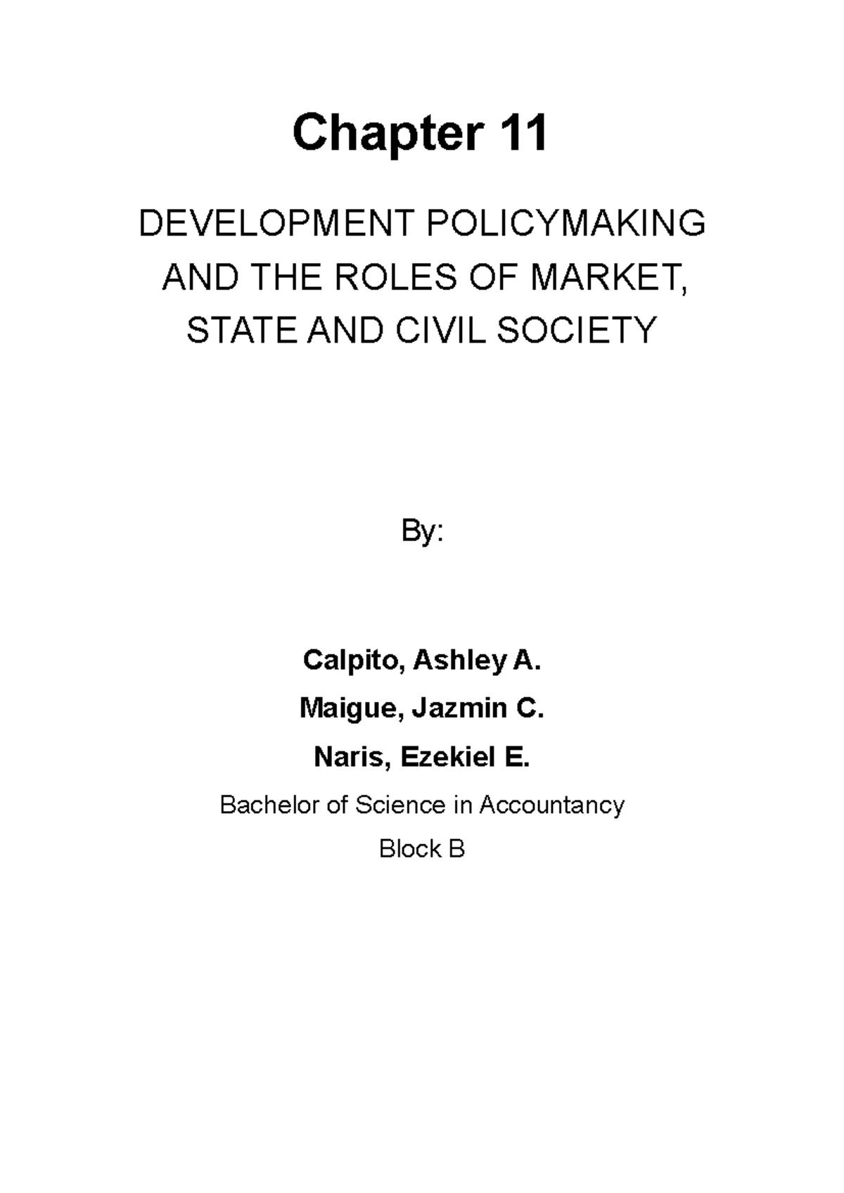 Chapter 11 - Economic Development: Roles of Market, State & Society ...