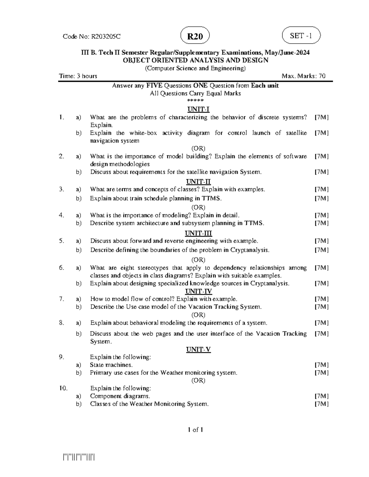 Object Oriented Analysis and Design Exam Notes (CSE R203205C, May 2024 ...