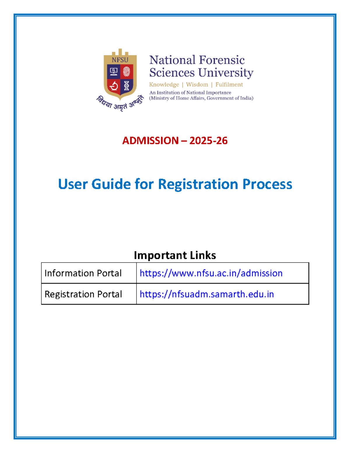 NFSU Admission 2025-26: Comprehensive Student Registration Guide - Studocu