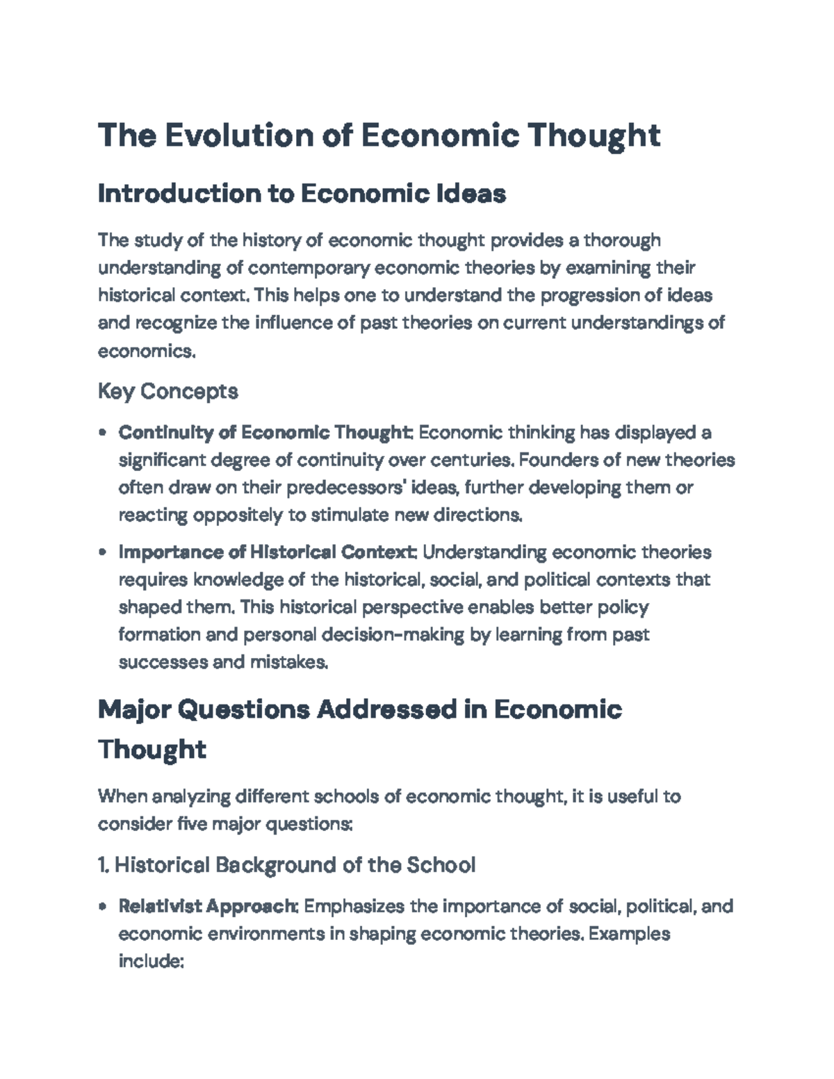 The Evolution of Economic Thought: Historical Context and Key Concepts ...