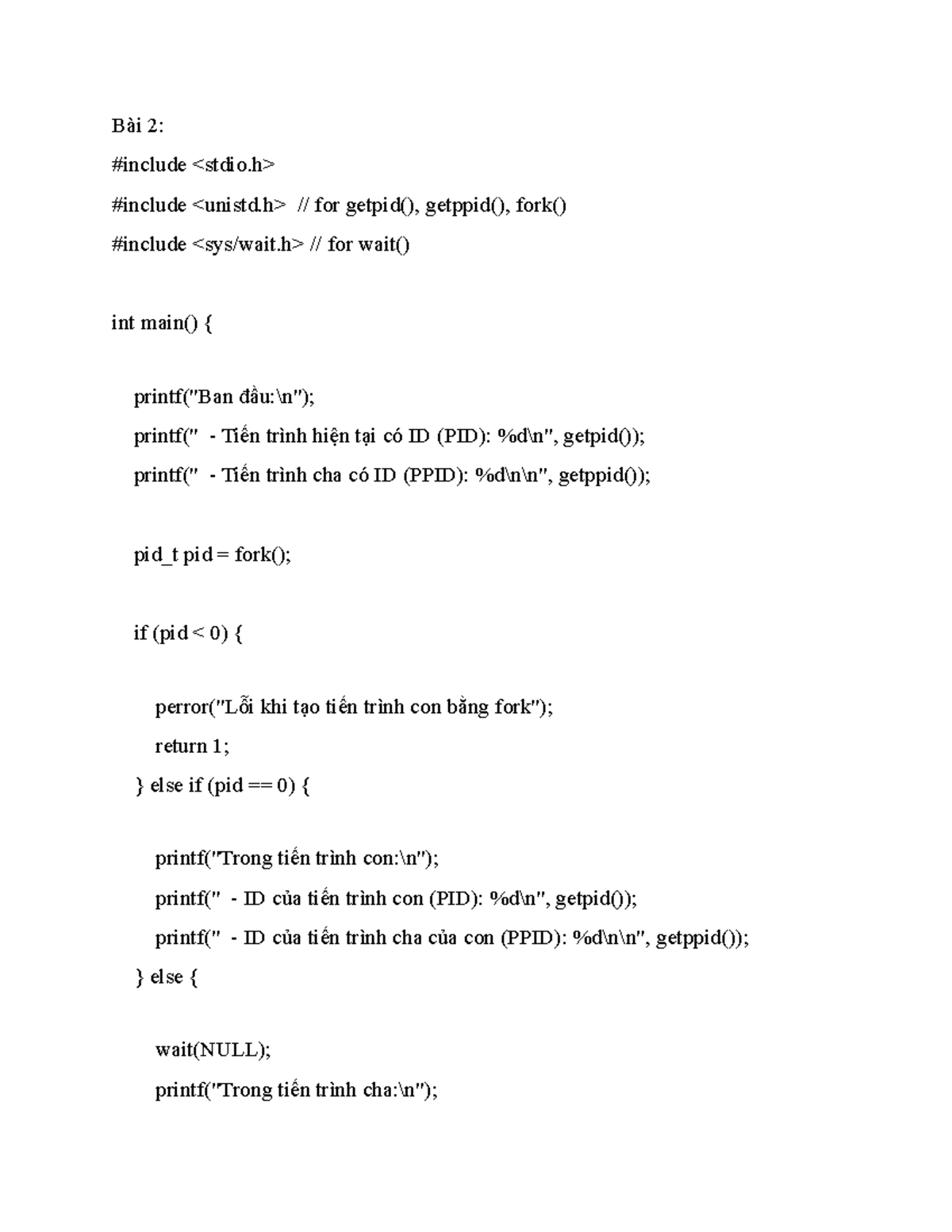 Lab3 baitap HDH - bai tap ve nha - Bài 2: #include #include // for - Studocu