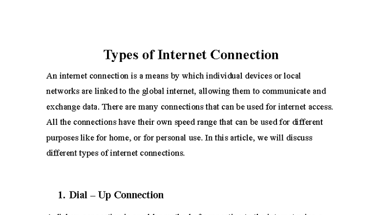 Types of Internet Connection: Overview and Key Features - Studocu