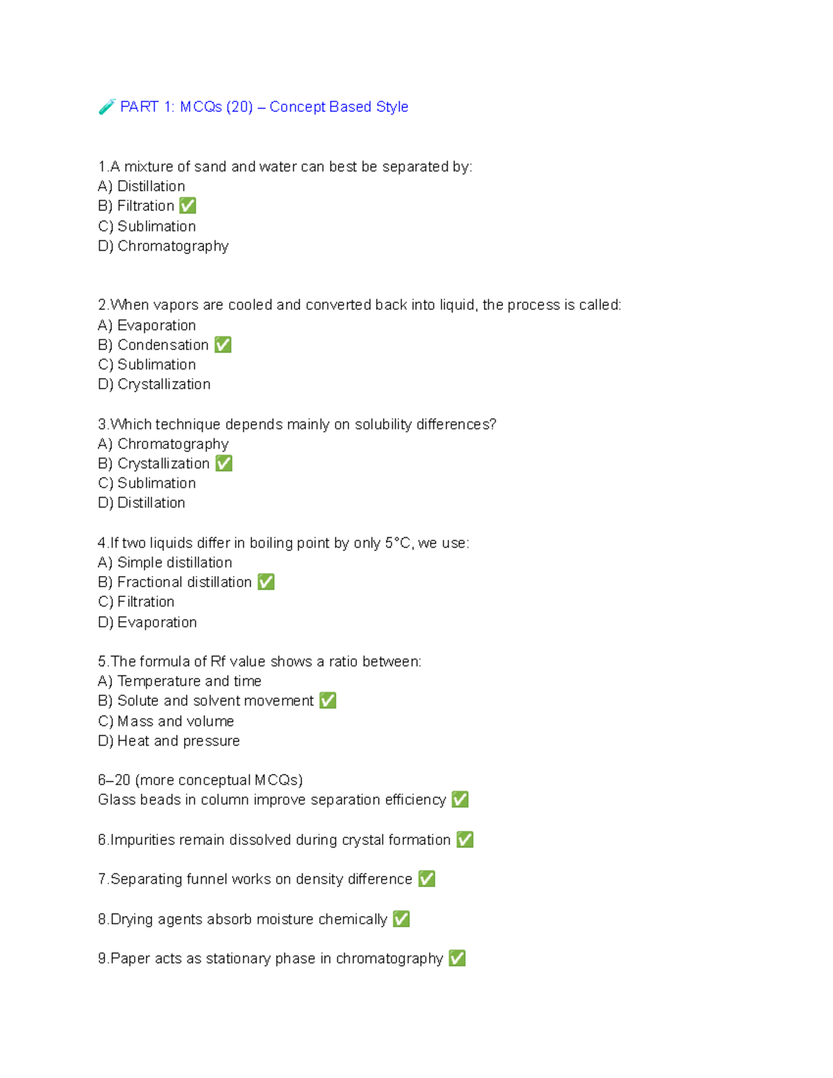 First Year Chemistry MCQs & Short Questions - Chapter 2 - Studocu