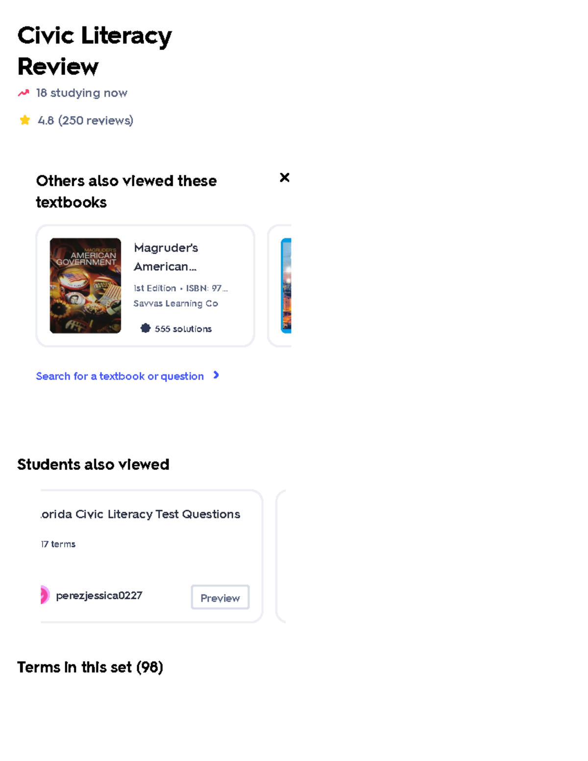 Civic Literacy Review Flashcards Quizlet - Civic Literacy Review 18 ...