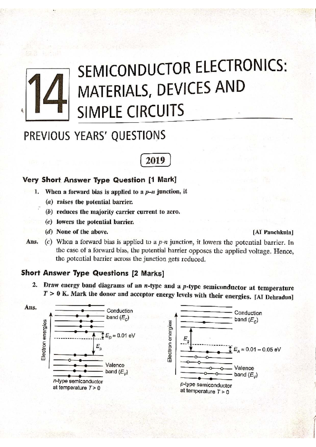Semiconductor Electronics: 2019 Previous Year Questions and Revision ...