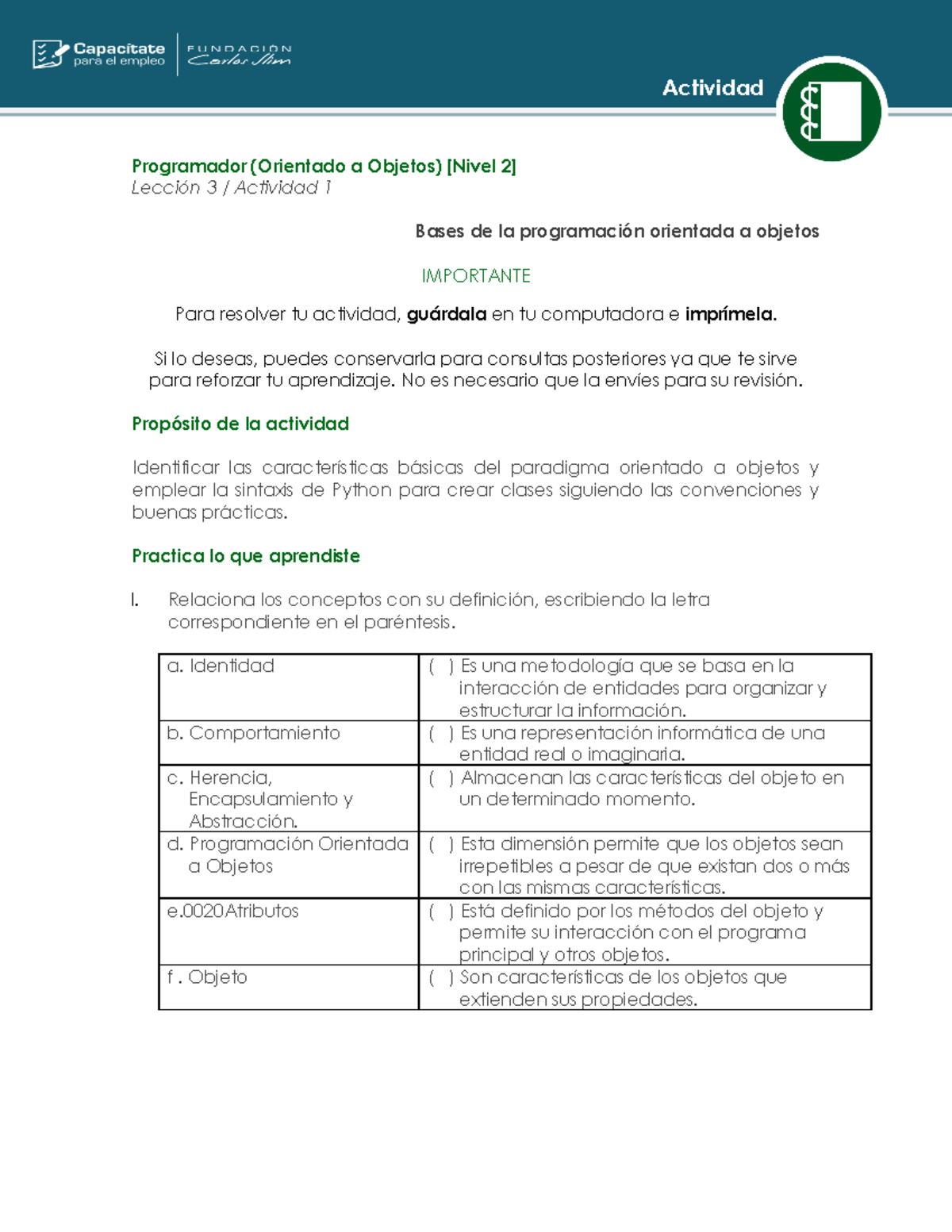 Bases de la programación orientada a objetos - Actividad Programador (Orientado a Objetos ...