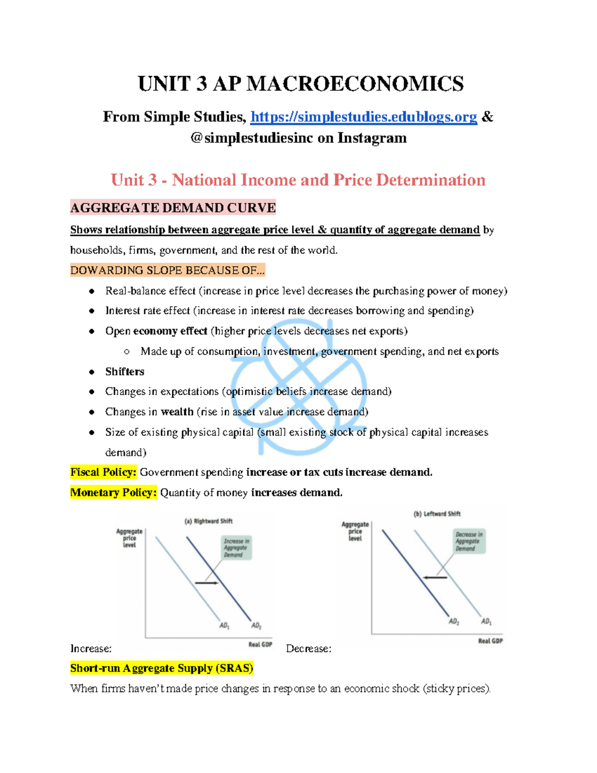 AP Macroeconomics Unit 3: National Income & Price Determination Notes ...