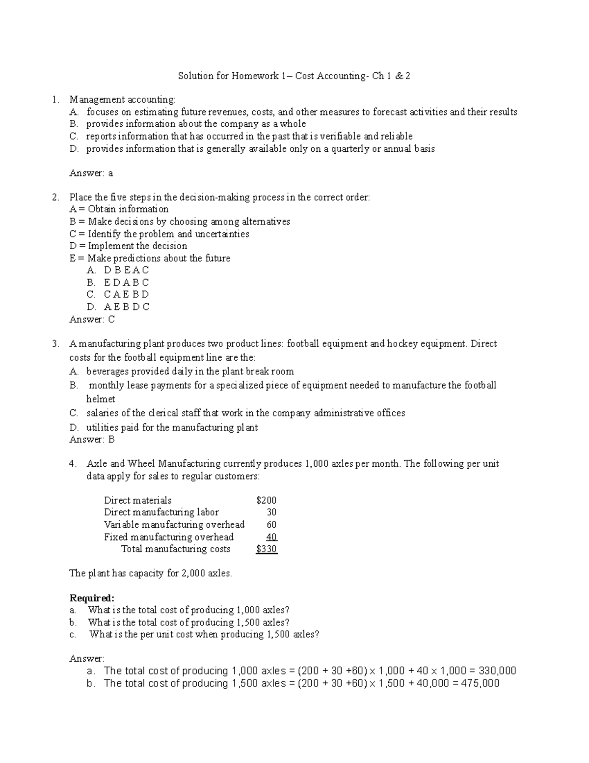 Solution Hw Cost Acct Ch1and2 18f Homework Solutions For Cost Accounting 3768