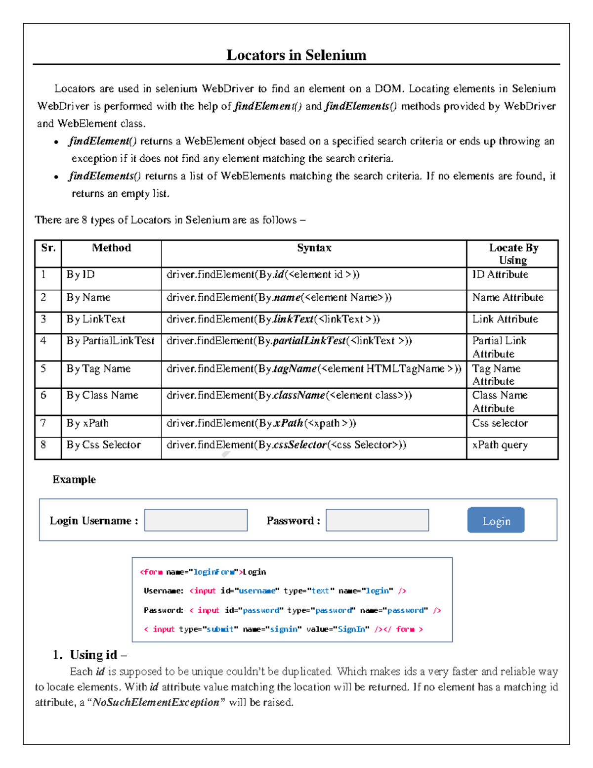 Selenium Locators: A Comprehensive Guide for WebDriver 17432 - Studocu