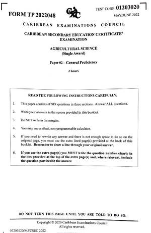 CSEC Inte Sci June 2016 P1 - CSEC Integrated Science - Studocu