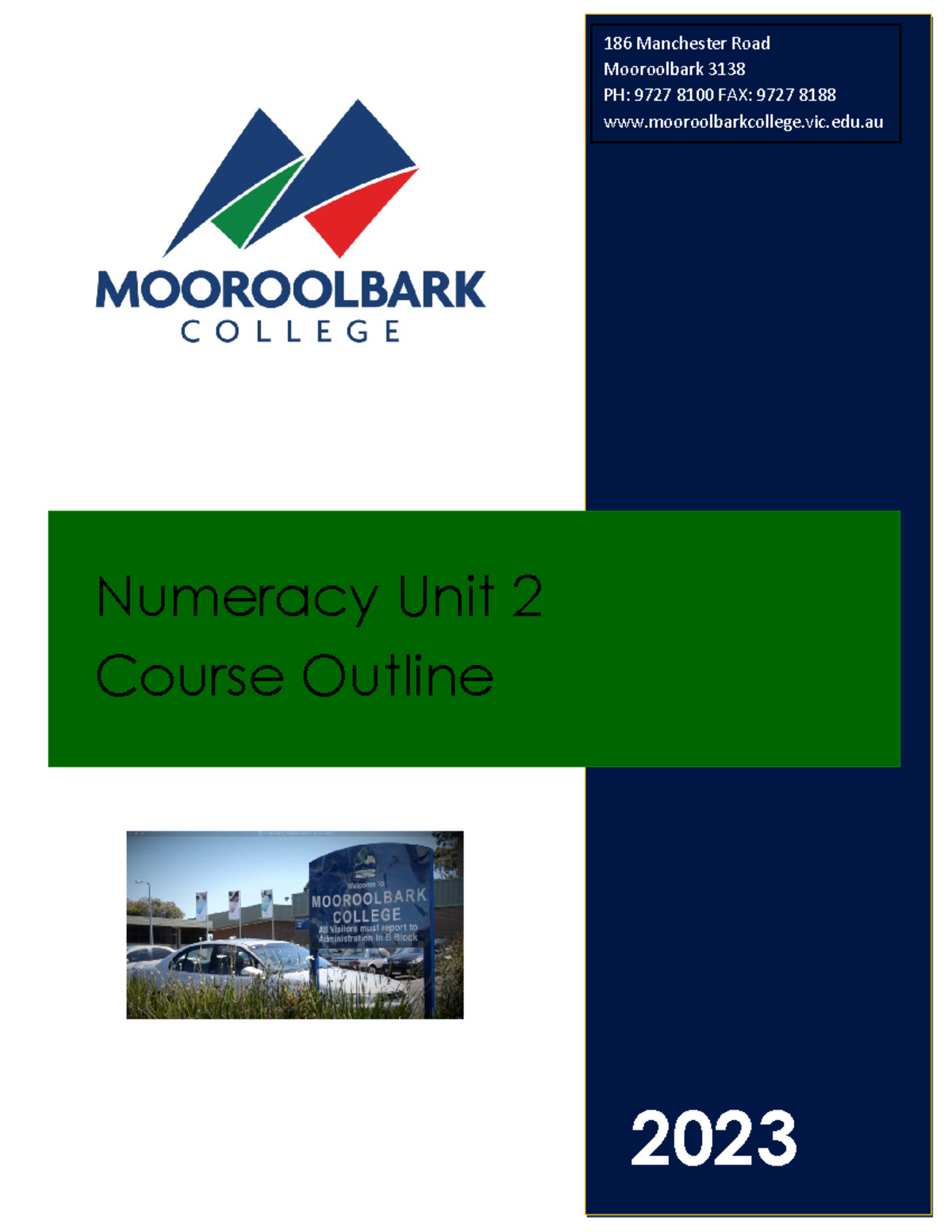 Unit 2 Numeracy Course Outline 2023 - Miss Harrison - Studocu