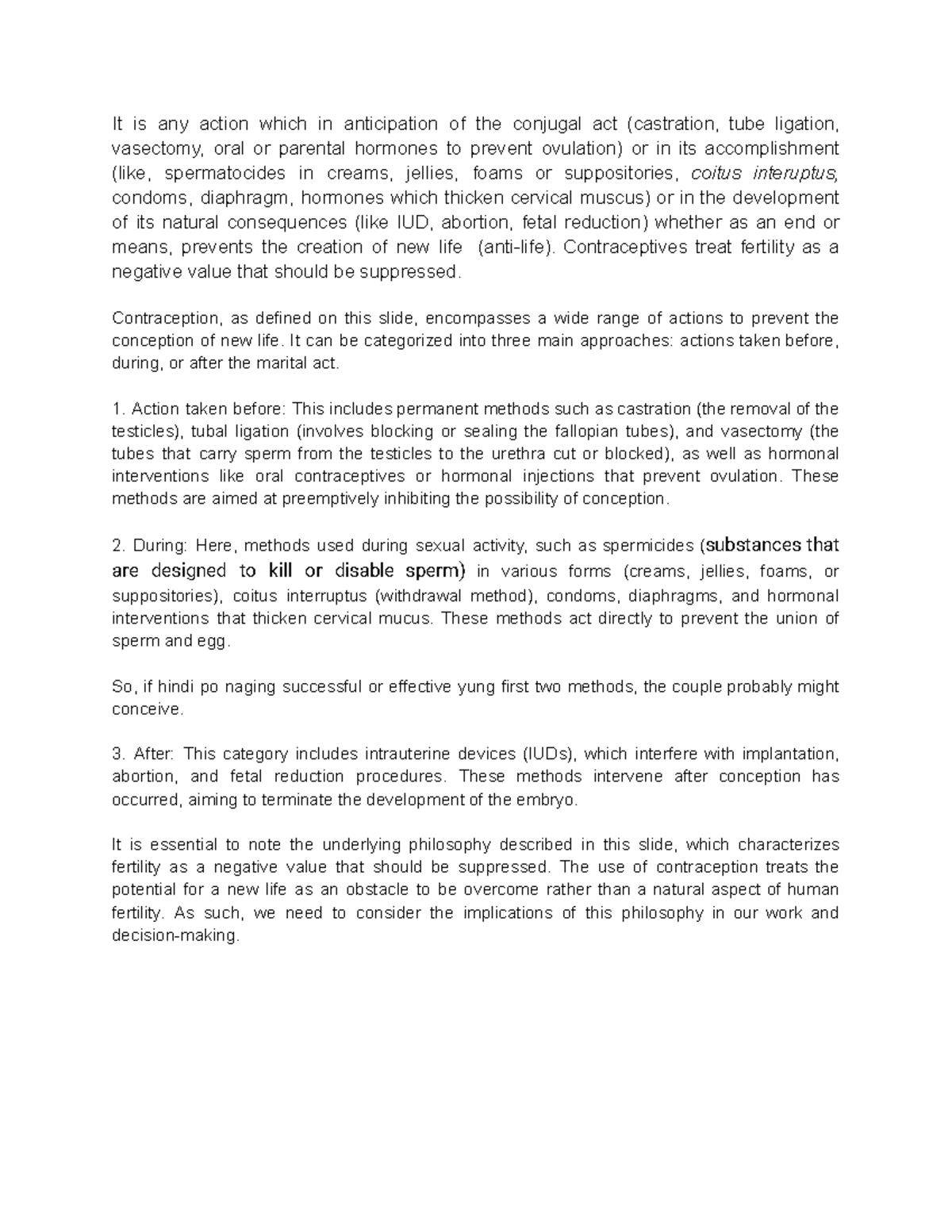 Contraceptives Lesson: Understanding Methods and Implications - Studocu