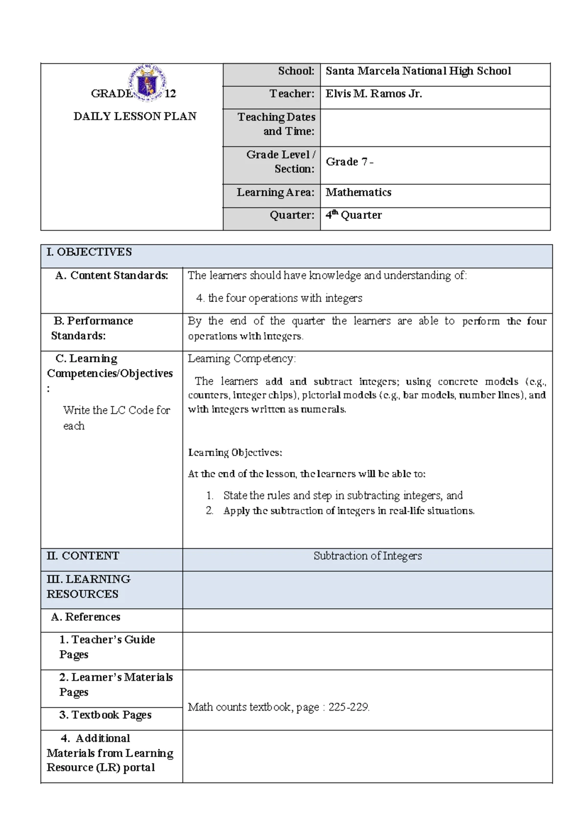 DLP (feb-24-2025) - lesson plan - GRADES 1 to 12 DAILY LESSON PLAN ...