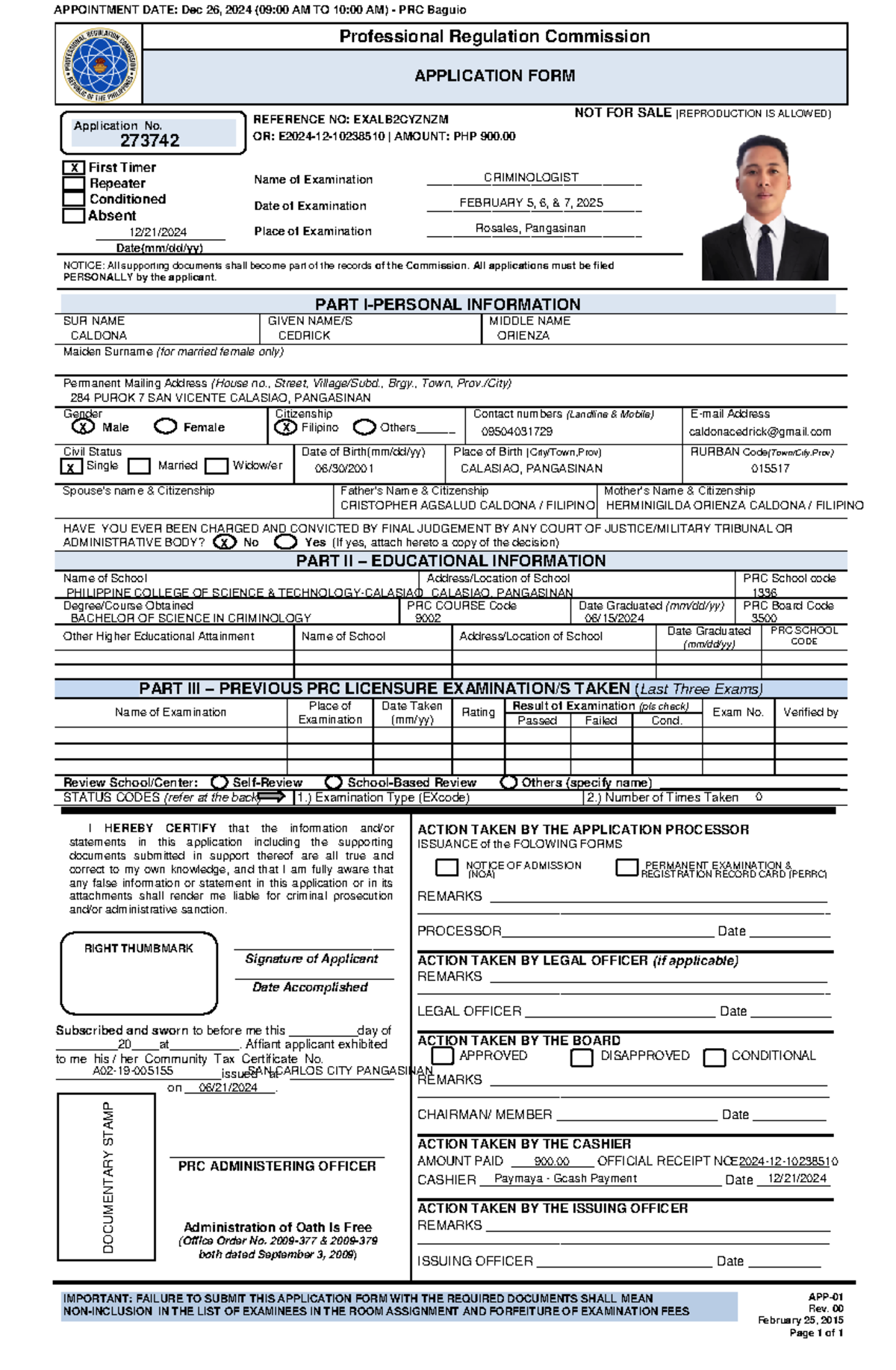 PRC-Exam Application Form: Guidelines for First Timers & Repeaters ...