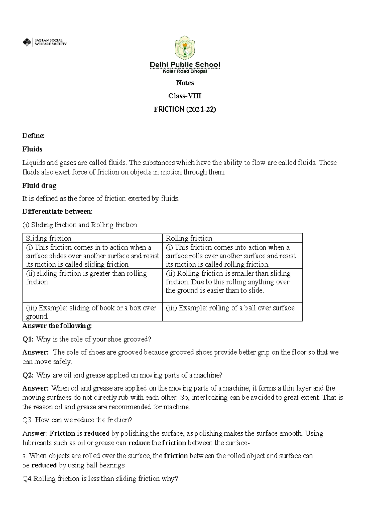 Friction Notes - Understanding Fluid Dynamics and Friction Types - Studocu