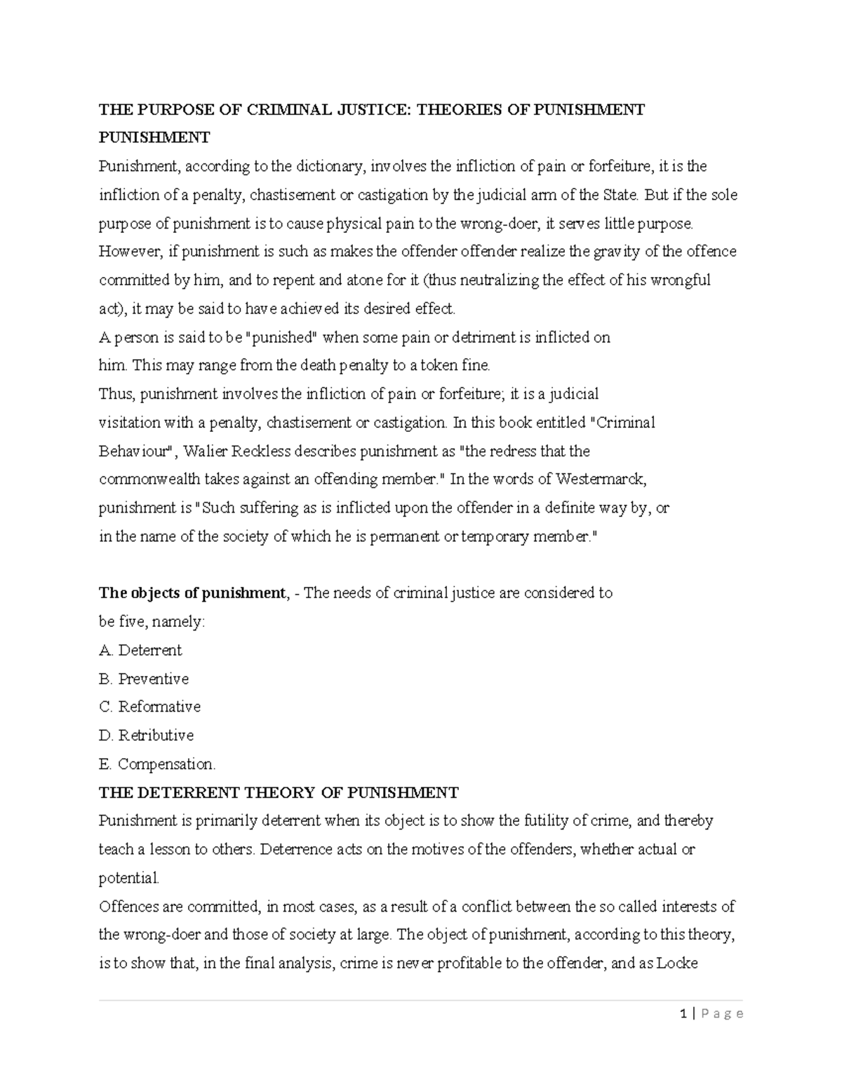 Theories of Punishment: An In-depth Analysis of Criminal Justice - Studocu