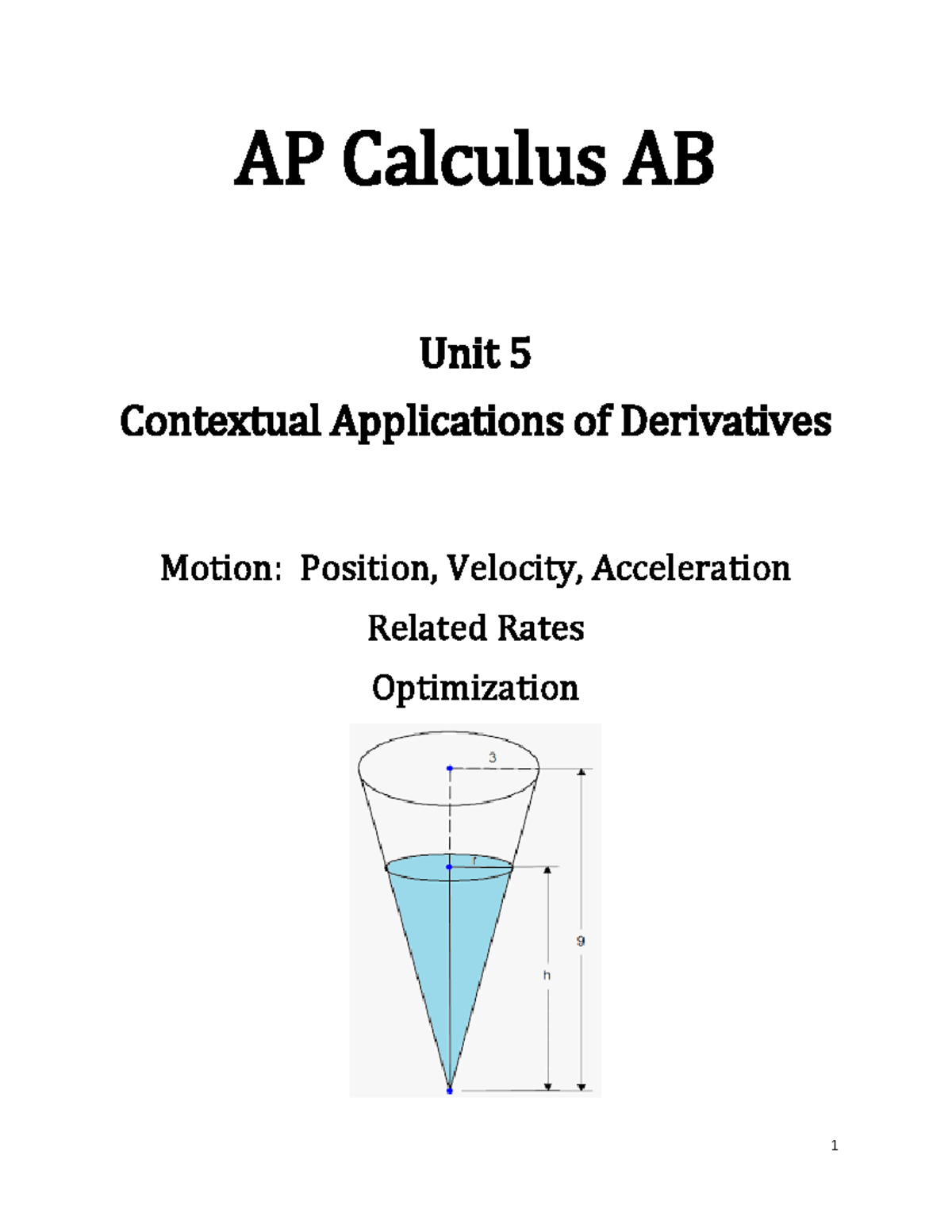 AP Calculus AB Unit 5: Contextual Applications of Derivatives - Studocu