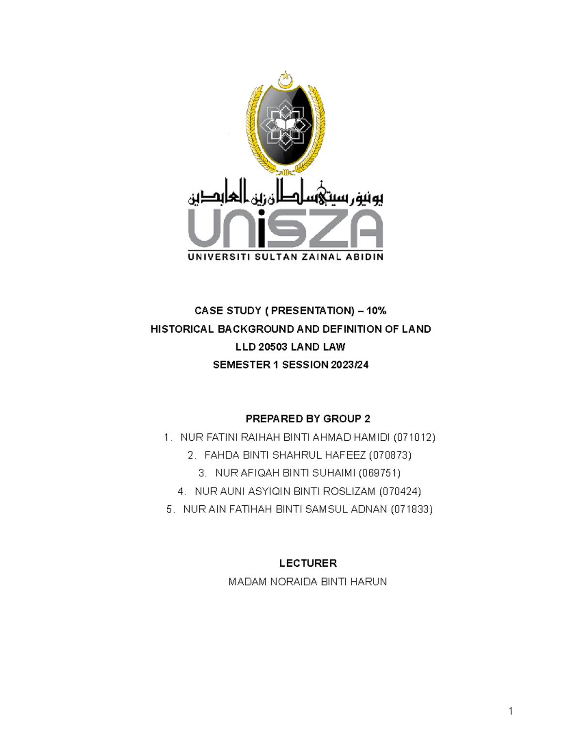 LAND LAW (grouping work) - tutorial & presentation - CASE STUDY ...