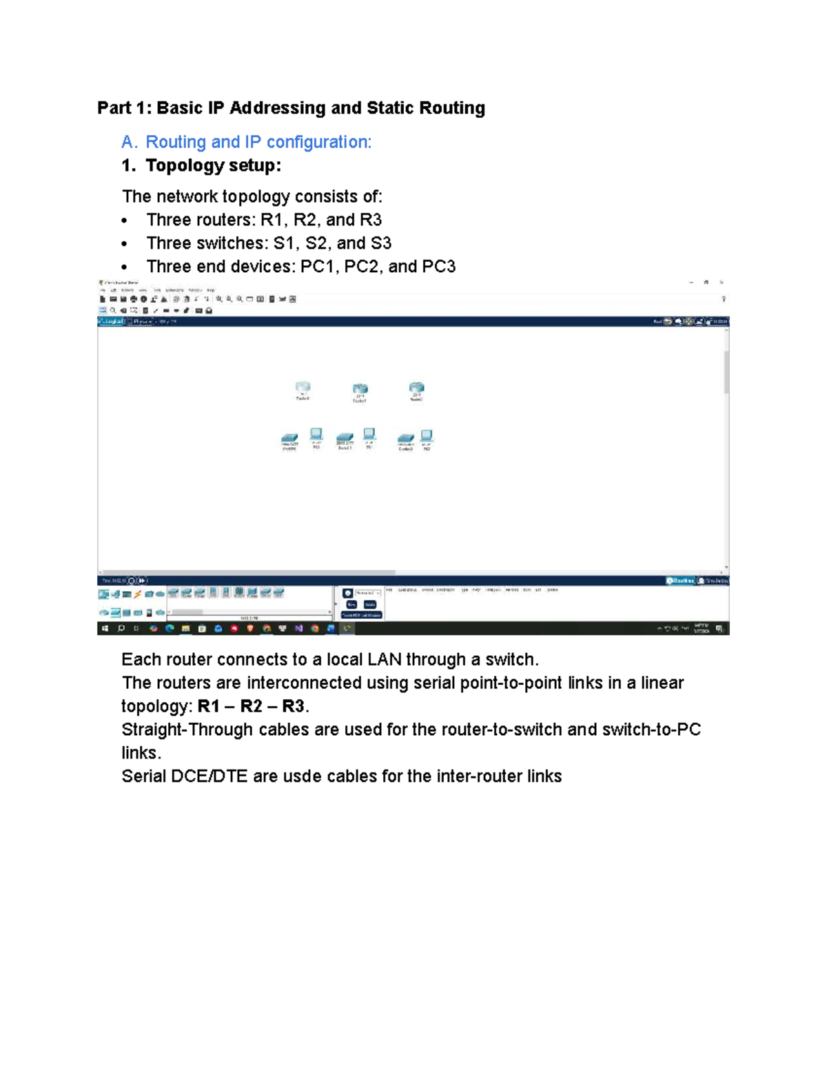 Part 1A: Basic IP Addressing & Static Routing Overview - Studocu