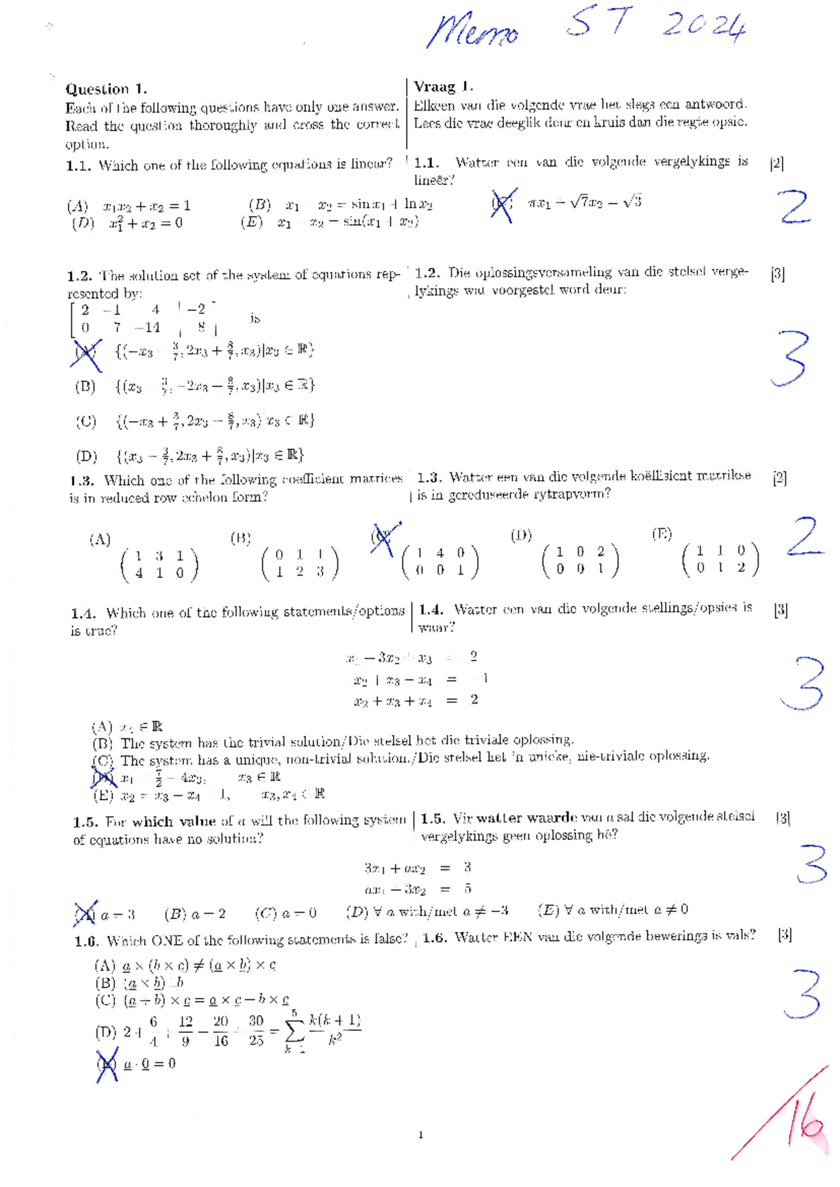 MTHS121 Semester Test 2024 Memo and Solutions - Studocu