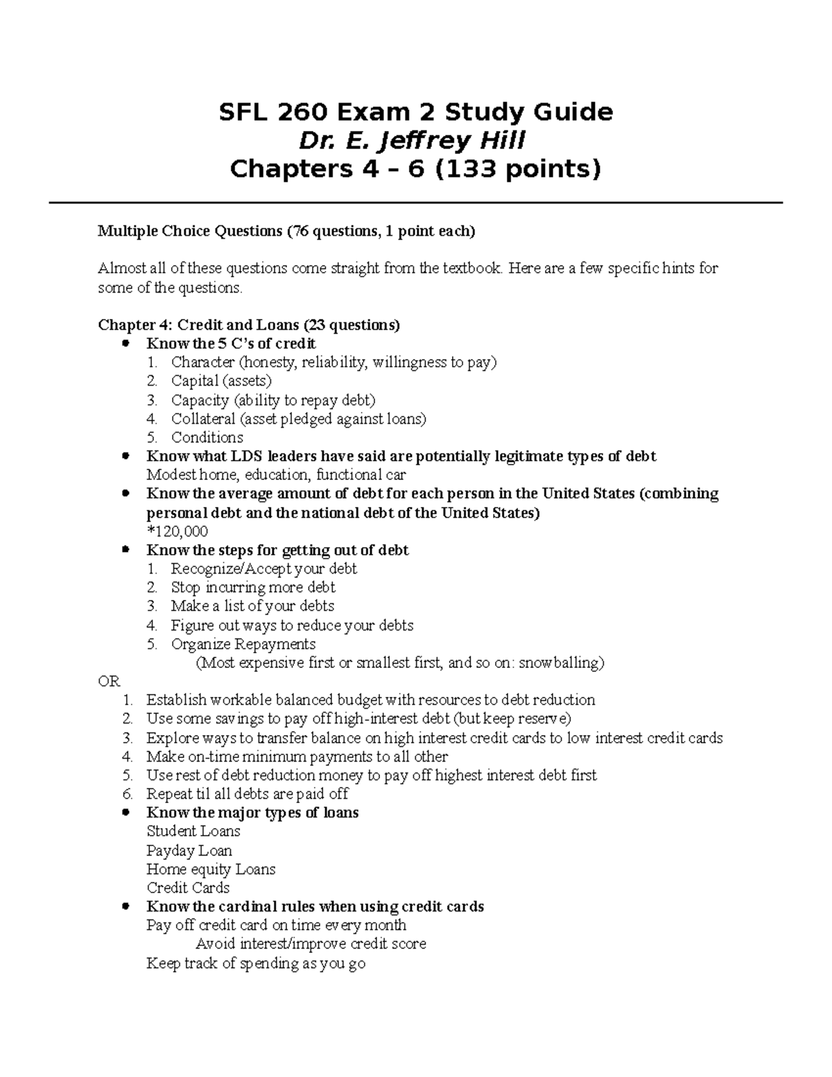 SFL 260 Exam 2 Comprehensive Study Guide: Key Insights from Chapters 4 ...