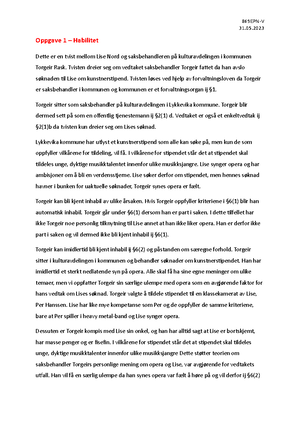 Eksamensbesvarelse - til bruk for tentamen - 897MPQ-V 29. Eksamen i Rettslære 2 OPPGAVE 1 Den ...