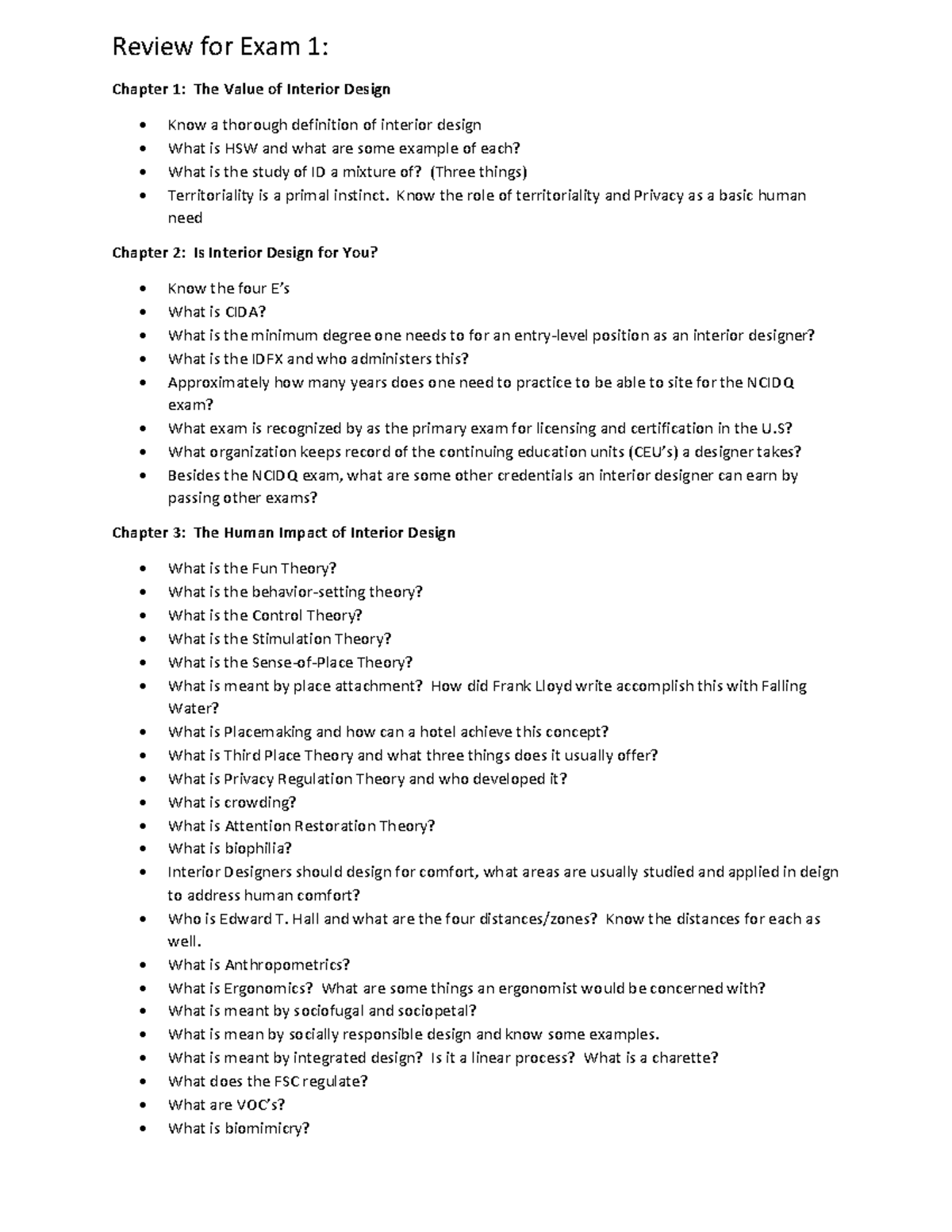 Interior Design Exam 1 Review: Key Concepts & Theories - Studocu